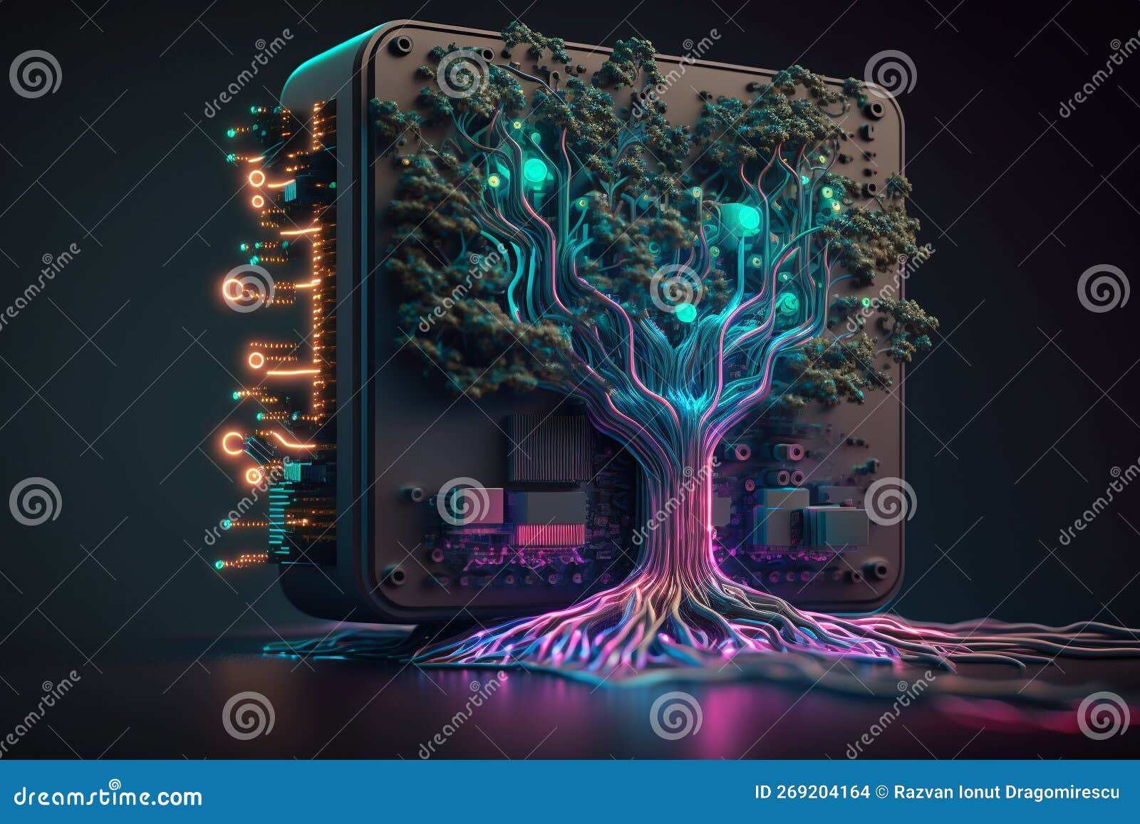 Neuroprocessor. an Abstract 3D Illustration of a Chip Processor with ...