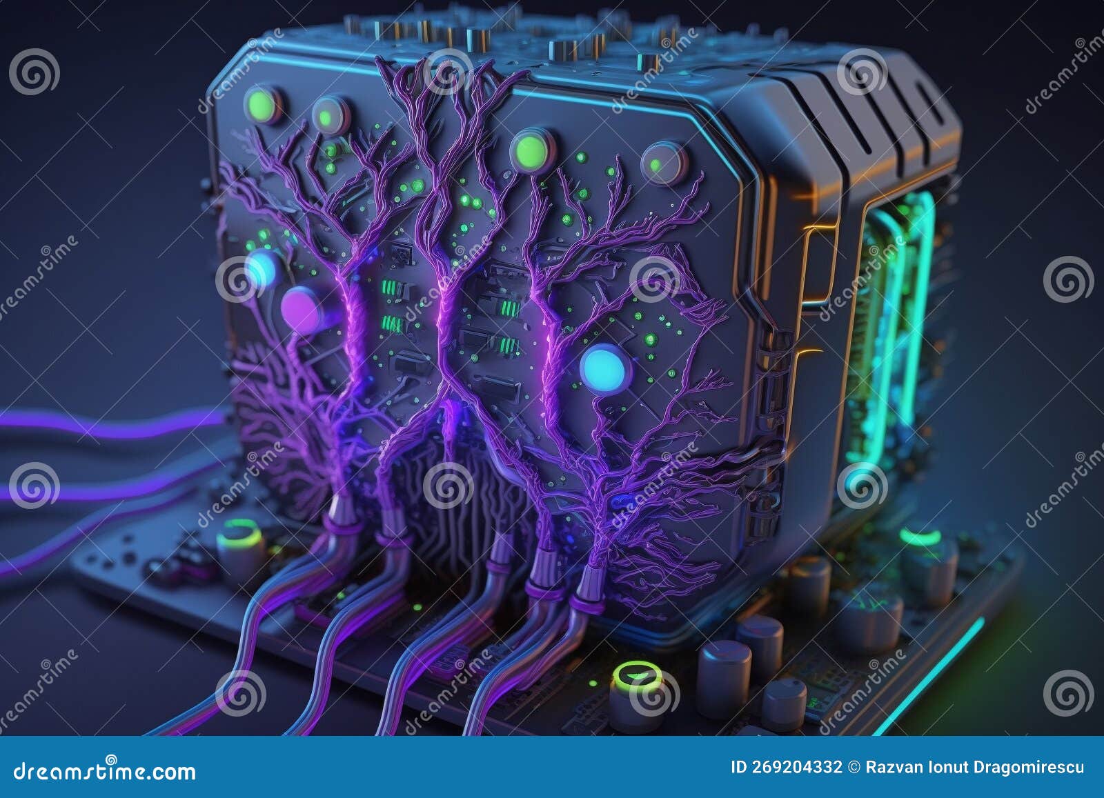 Neuroprocessor. an Abstract 3D Illustration of a Chip Processor with ...