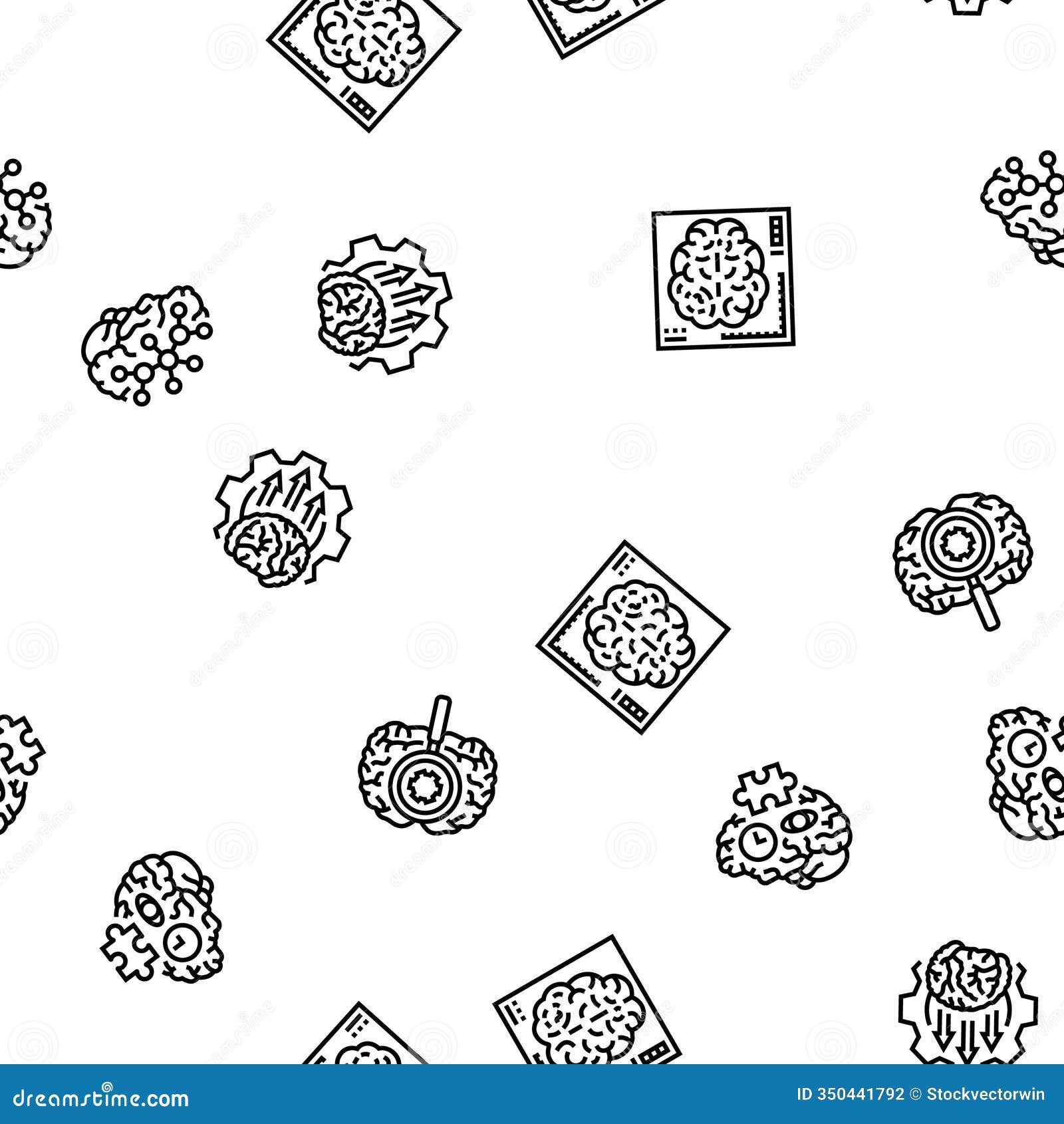 Neurology Seamless Pattern With Thin Line Icons: Brain, Neuron, Neural ...