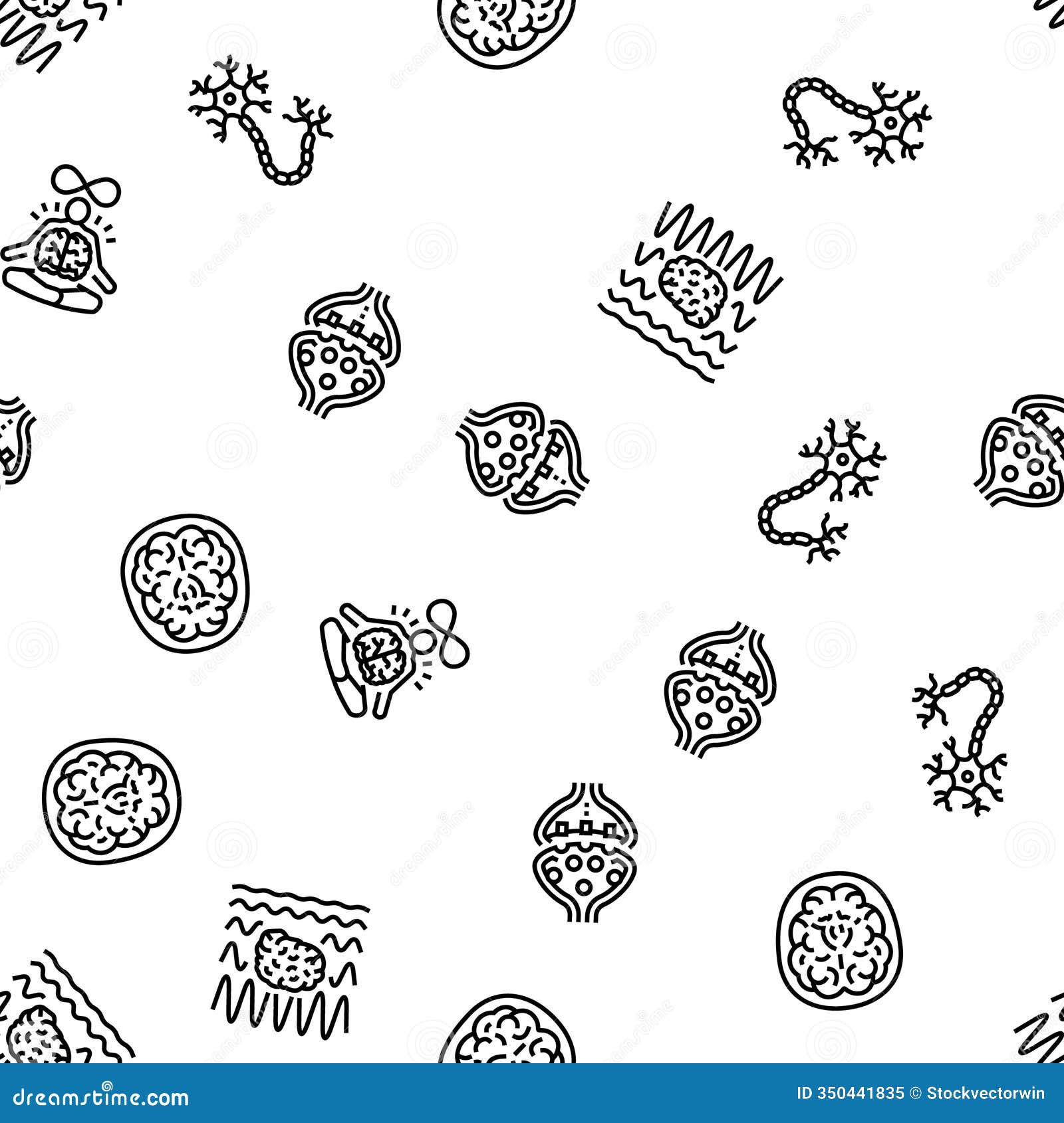 Neurology Seamless Pattern With Thin Line Icons: Brain, Neuron, Neural ...