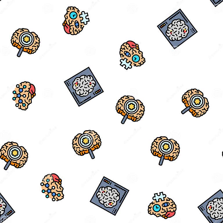 Neuroscience Brain Neurology Seamless Pattern Vector Stock Illustration ...