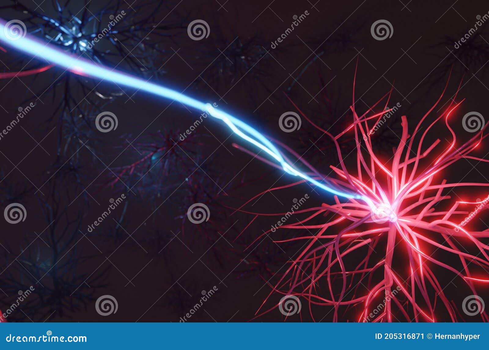 3d Render Brain Neurons With Synapses And Axons Stock Illustration ...