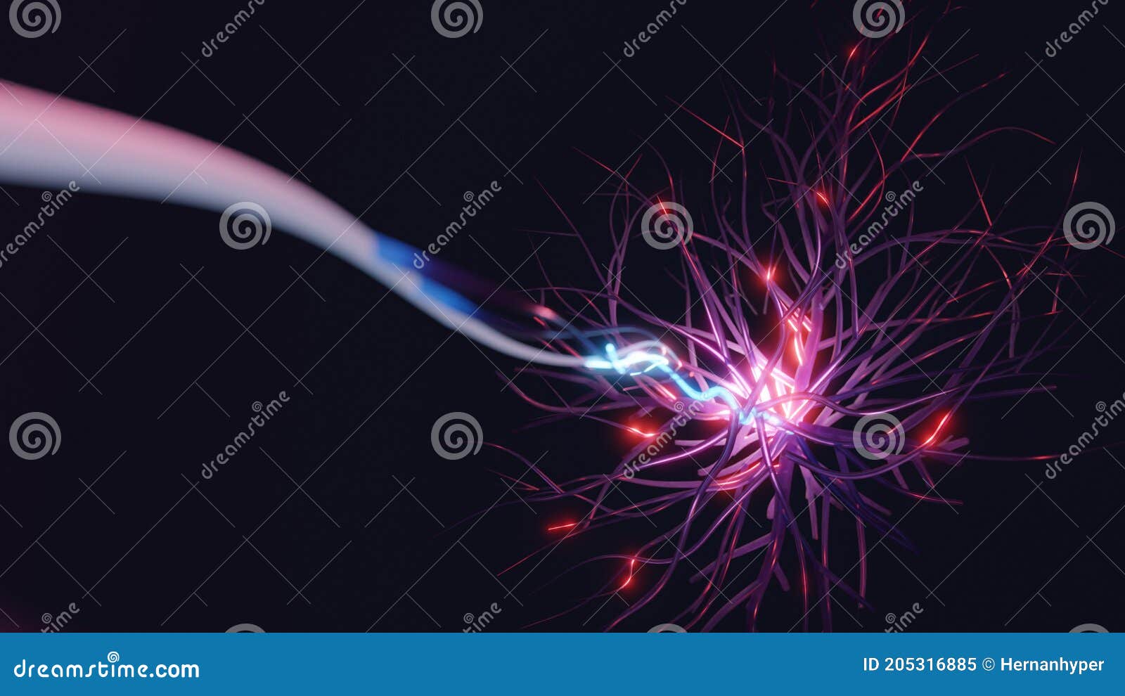 3d Render Brain Neurons With Synapses And Axons Stock Illustration ...