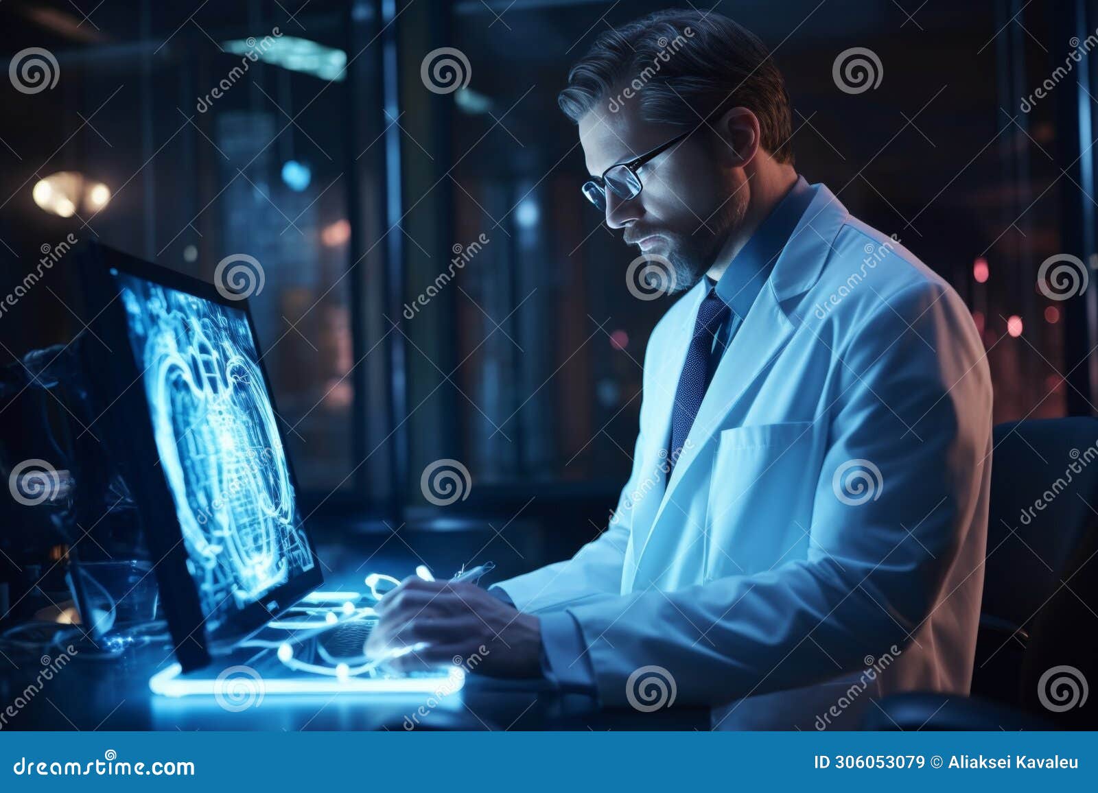 Neuroscientists Examining Ct Brain Scan Images for Brain Tumor Cure in ... Neuroscientists Examining Ct Brain Scan Images for Brain Tumor Cure in ...