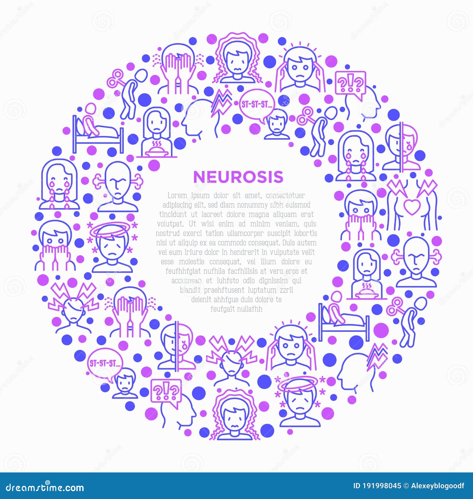 Neurosis Thin Line Icons Set: Irritability, Mood Instability, Crying ...