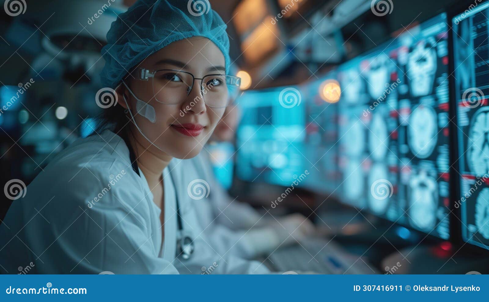 Neurosurgeons at workplace stock illustration. Illustration of teamwork ...
