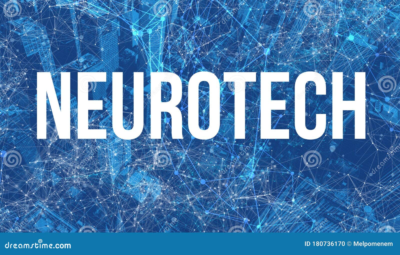 Neurotech Theme with Abstract Cityscape Stock Photo - Image of blue ...