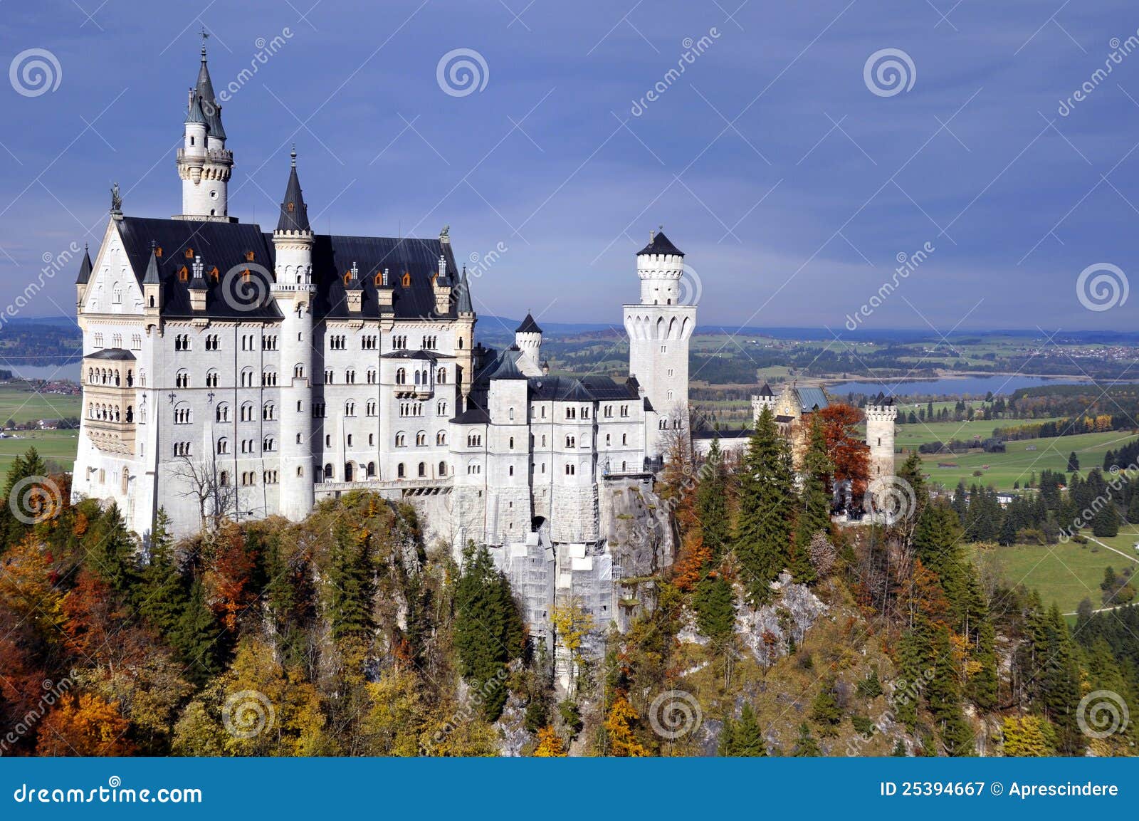 Neuschwanstein Castle: Dramatic Cloudy Skies W/ Village In Background ...