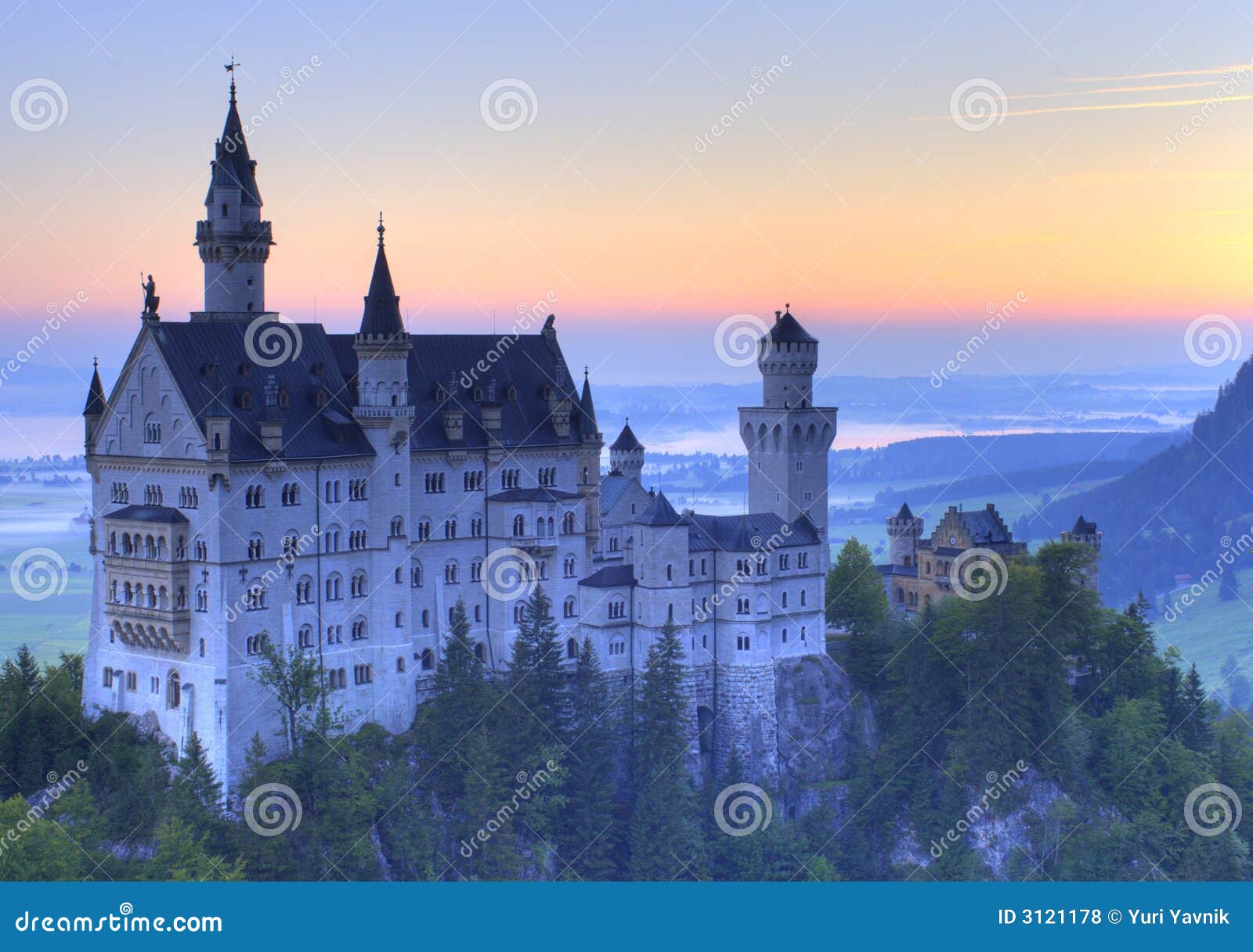 Neuschwanstein Castle: Dramatic Cloudy Skies W/ Village In Background ...