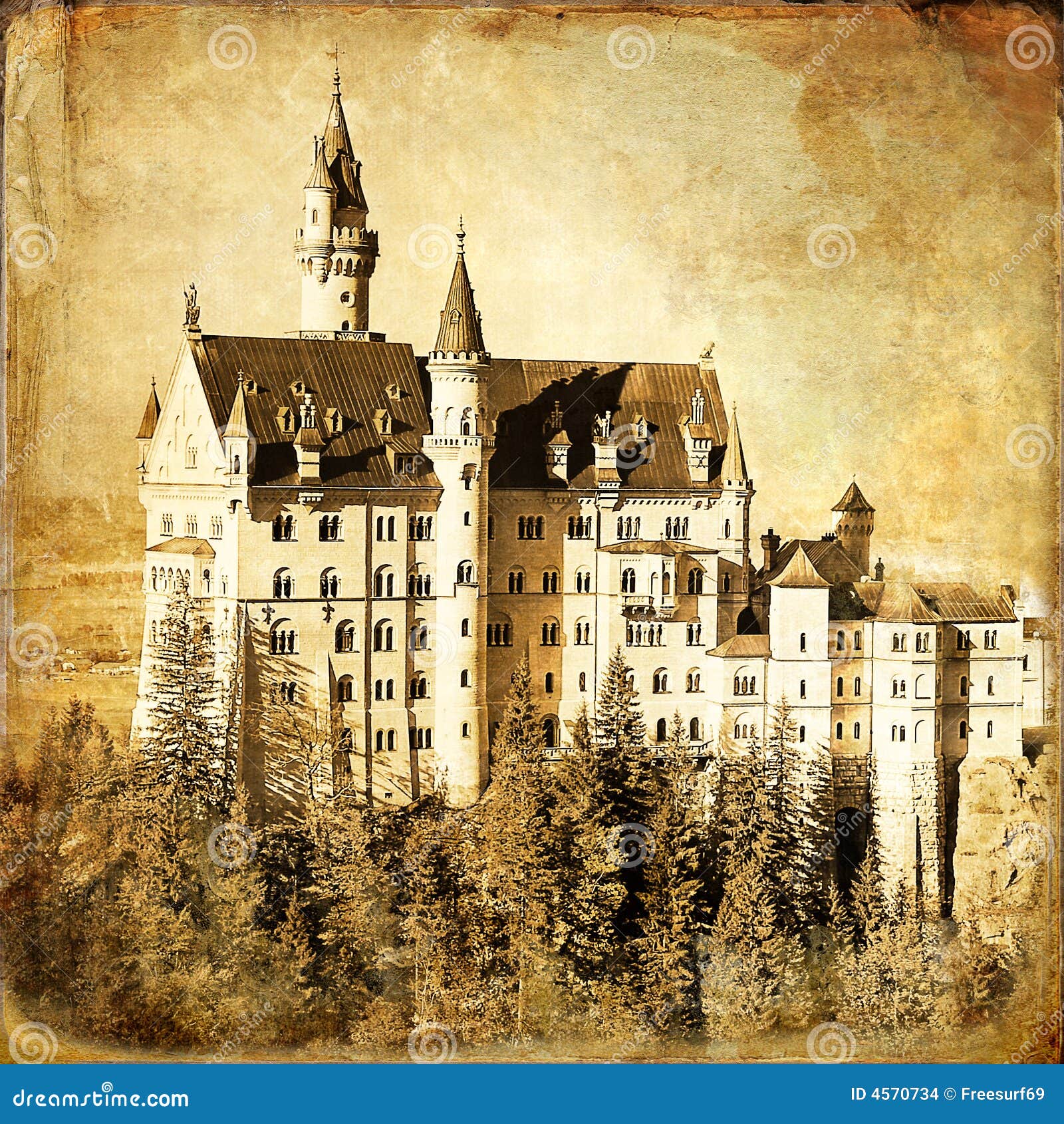 Neuschwanstein castle stock illustration. Illustration of distance ...