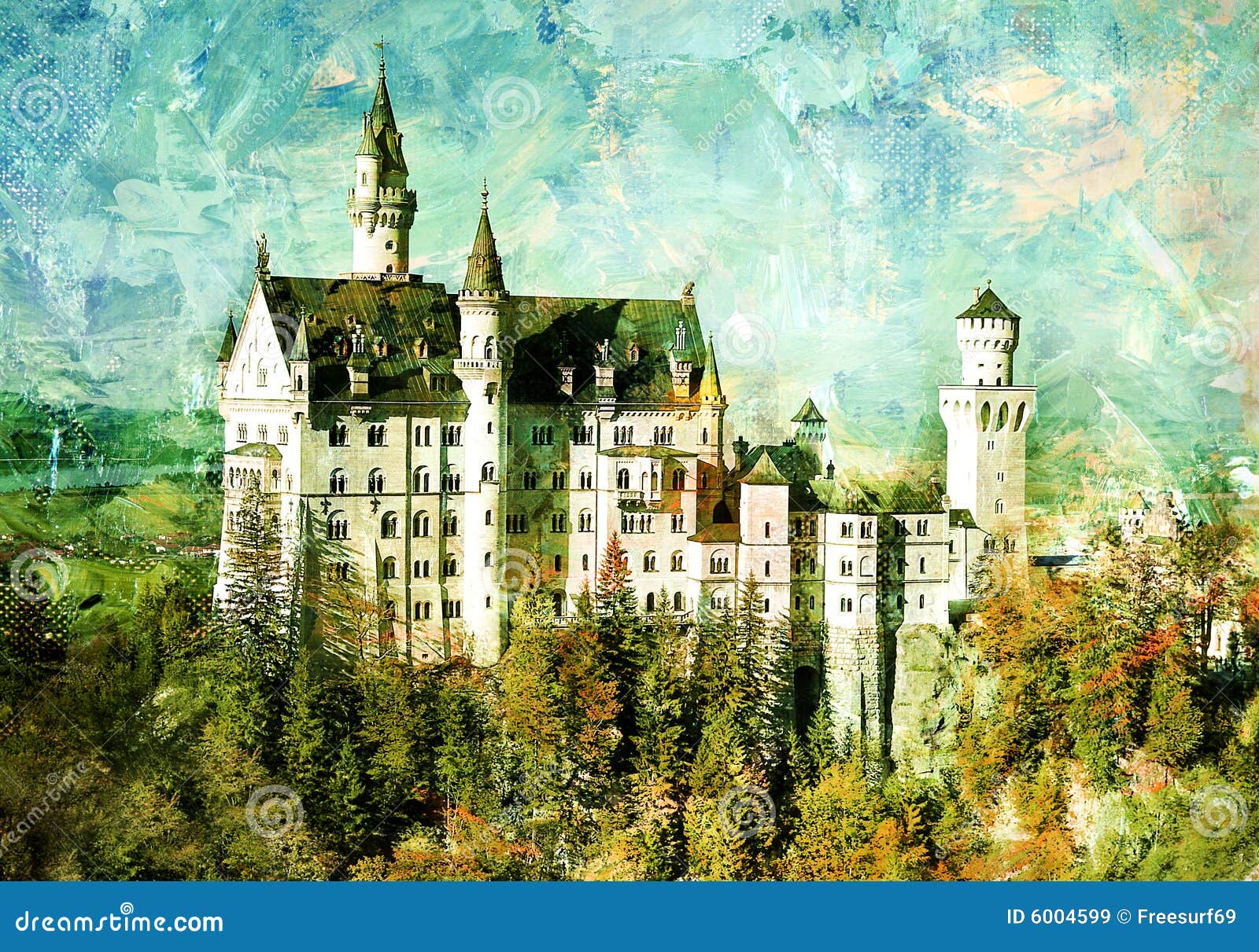Neuschwanstein Castle stock illustration. Illustration of paint - 6004599