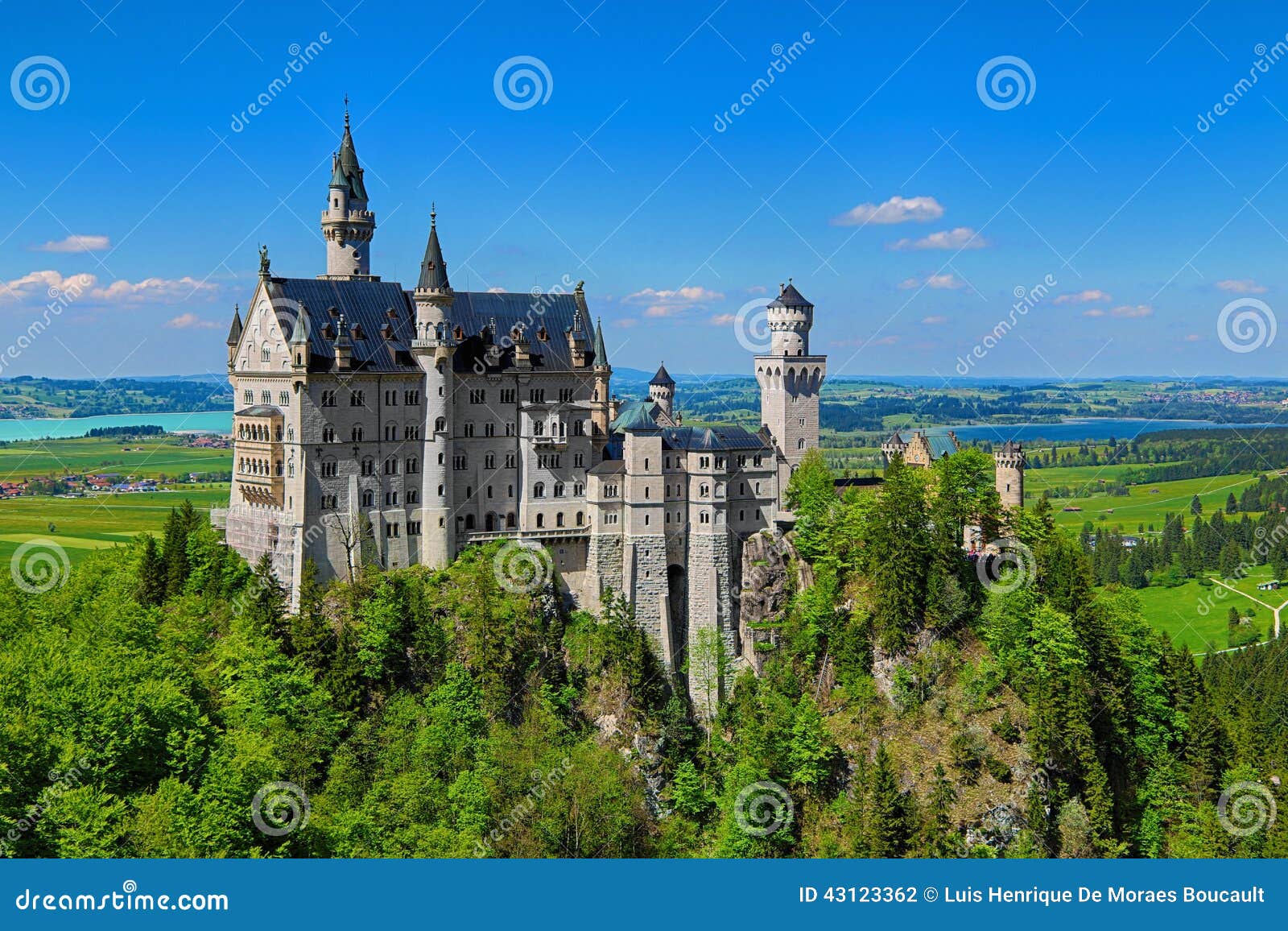 Neuschwanstein Castle & Blue Sky Stock Photo - Image of europe, black ...