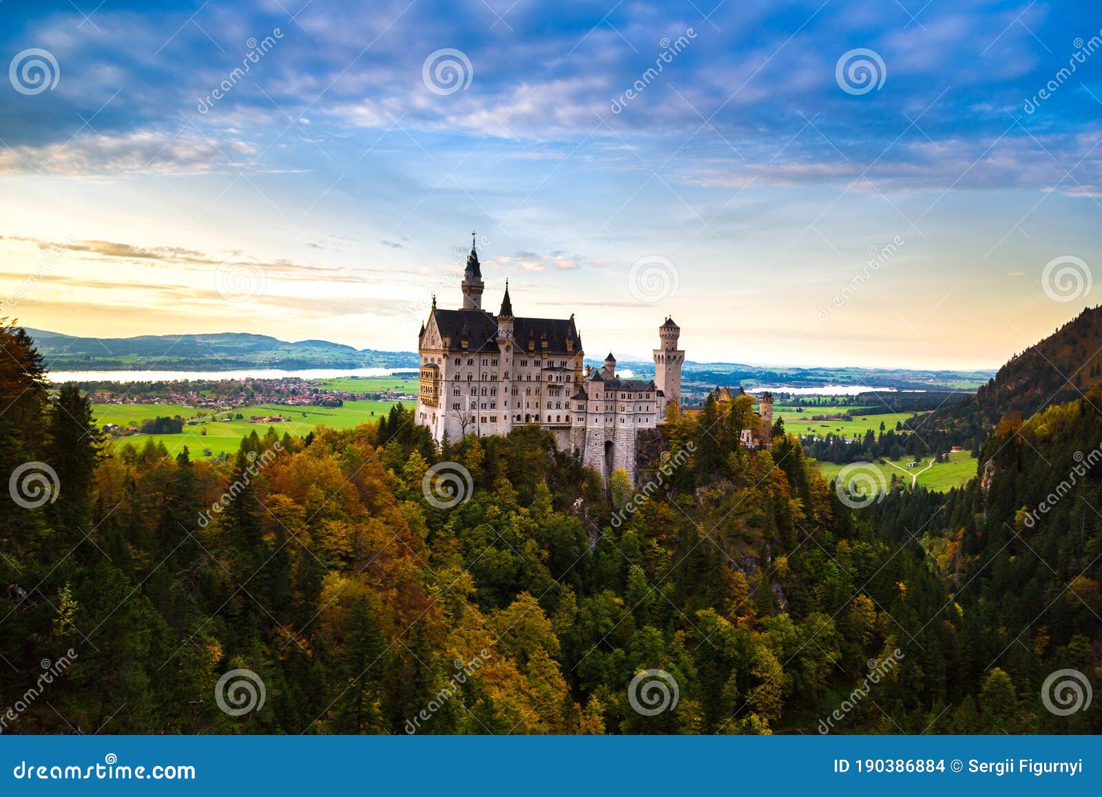 Neuschwanstein castle stock photo. Image of summer, view - 190386884