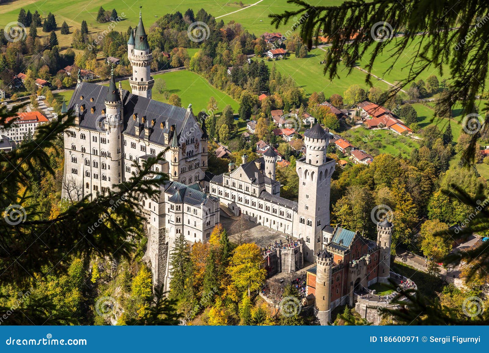 Neuschwanstein castle stock image. Image of panoramic - 186600971