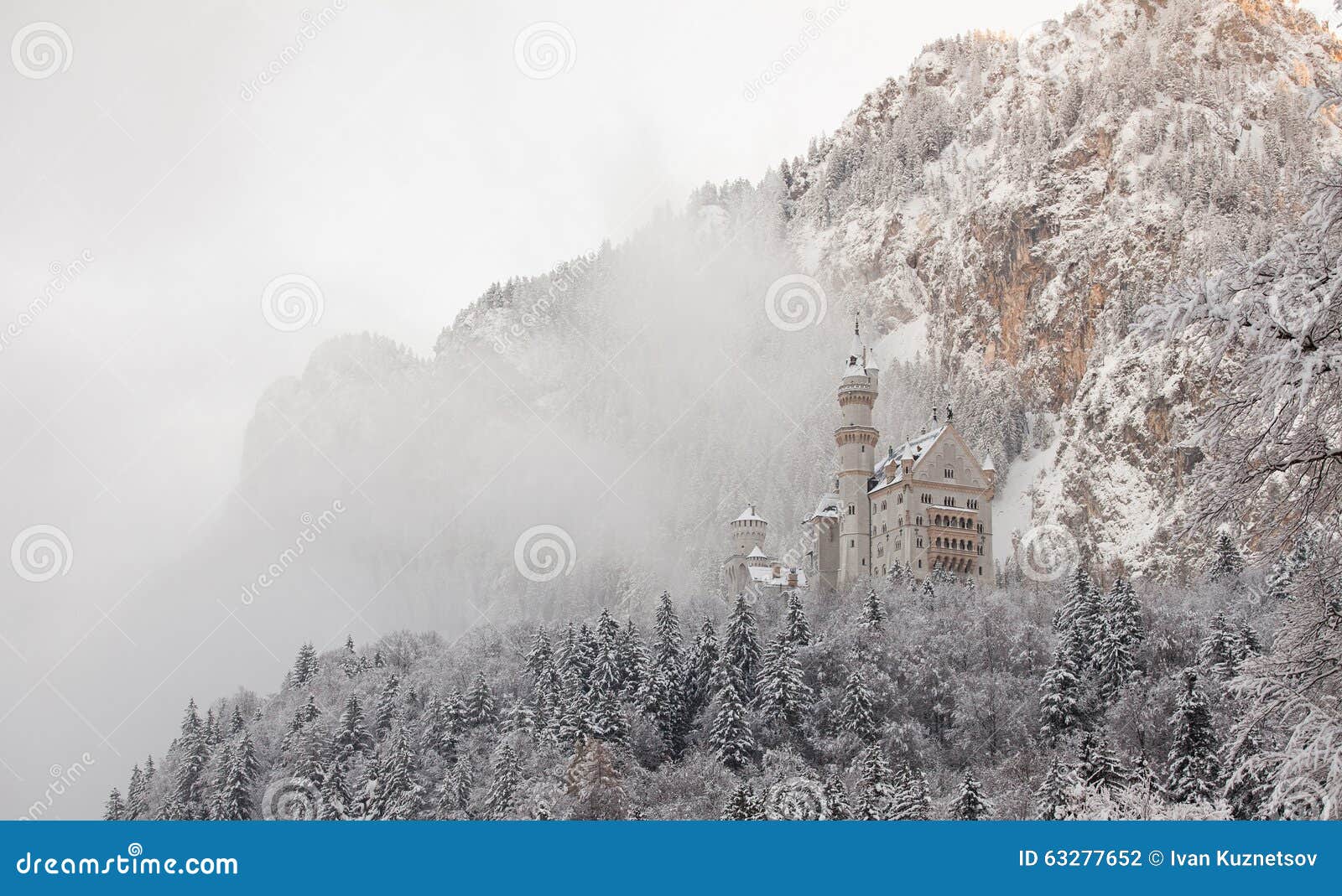 Neuschwanstein Castle in Winter Landscape Stock Photo - Image of alpine ...