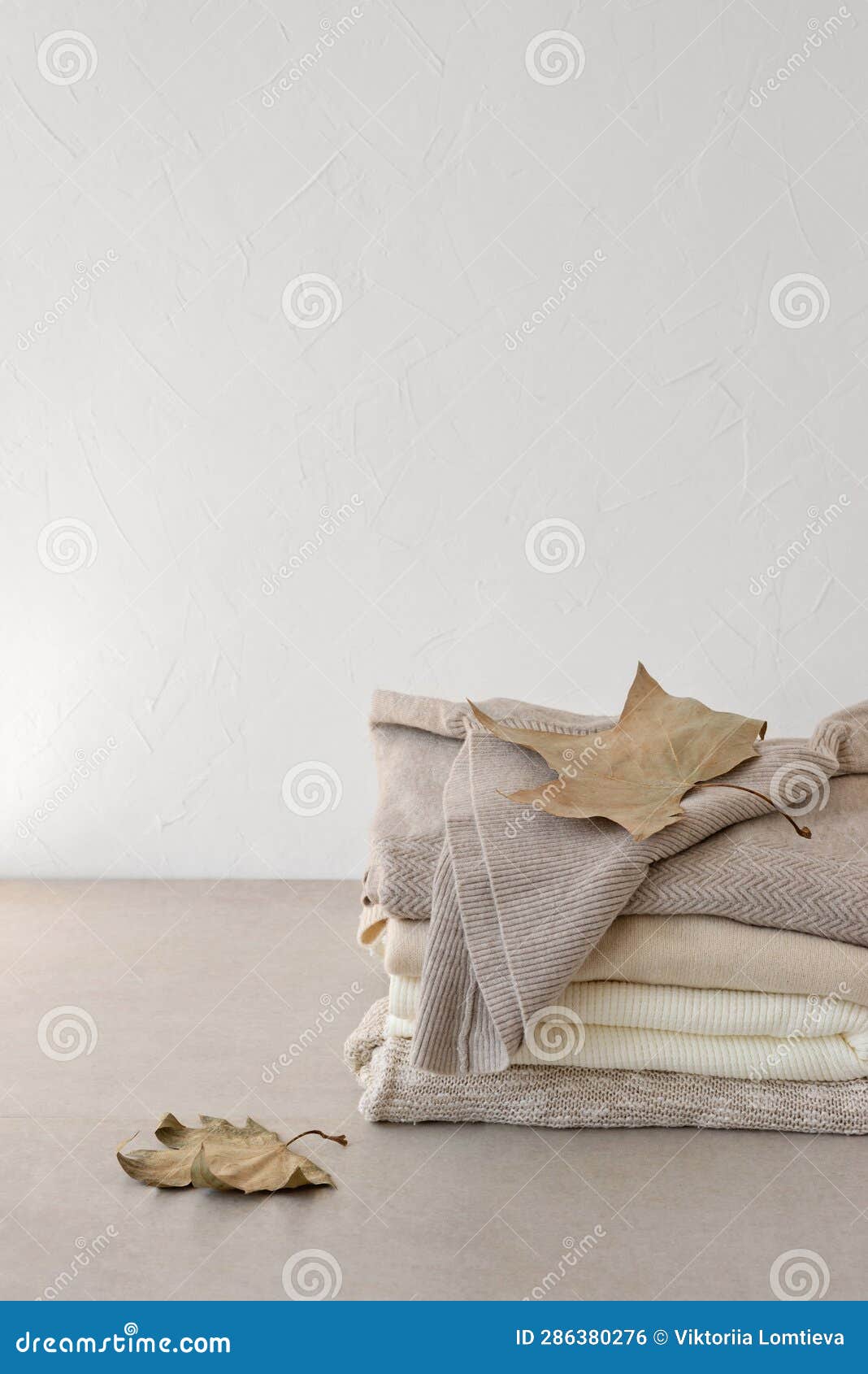 Neutral Beige Pastel Wool, Cashmere and Cotton Sweaters Stack with ...