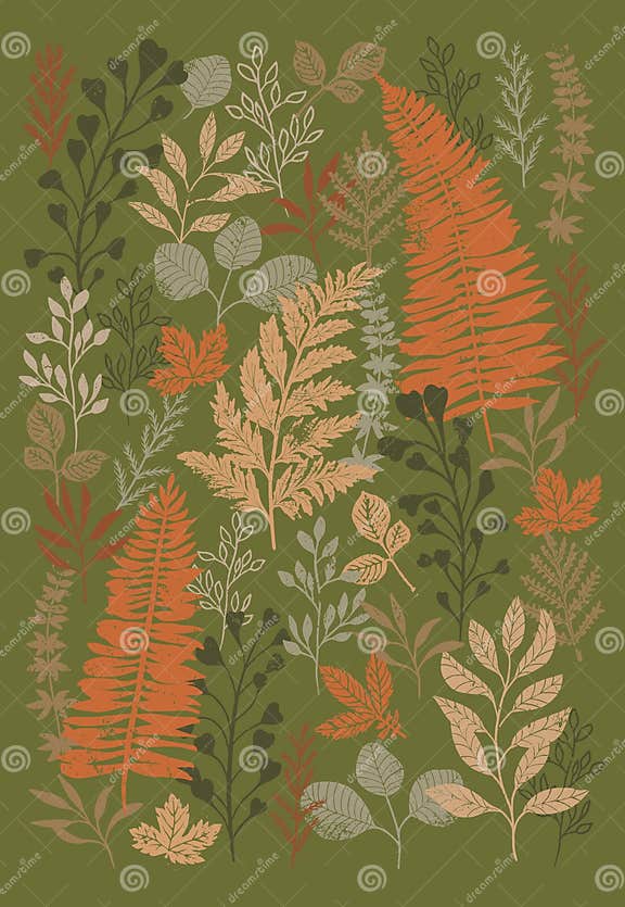 Neutral, Calm, Botanical. Leaves and Branches, Textured Background ...