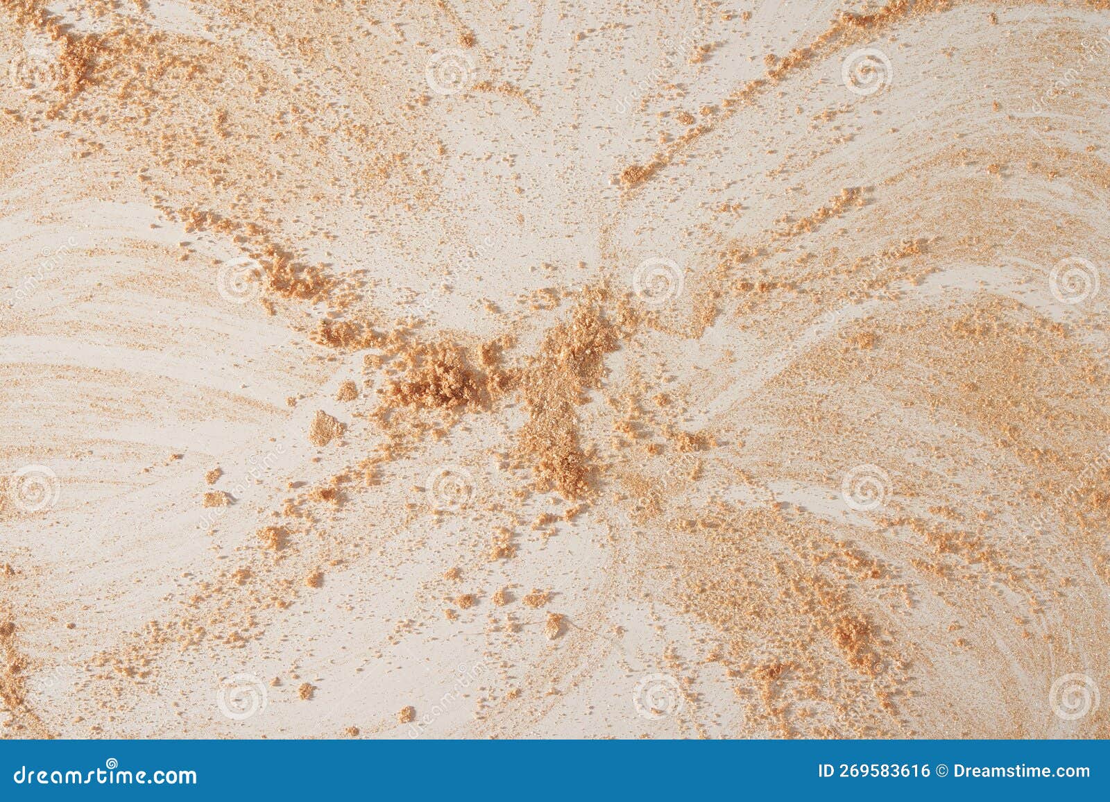 A Neutral-colored Face Powder Smeared on the Surface, on a Light ...