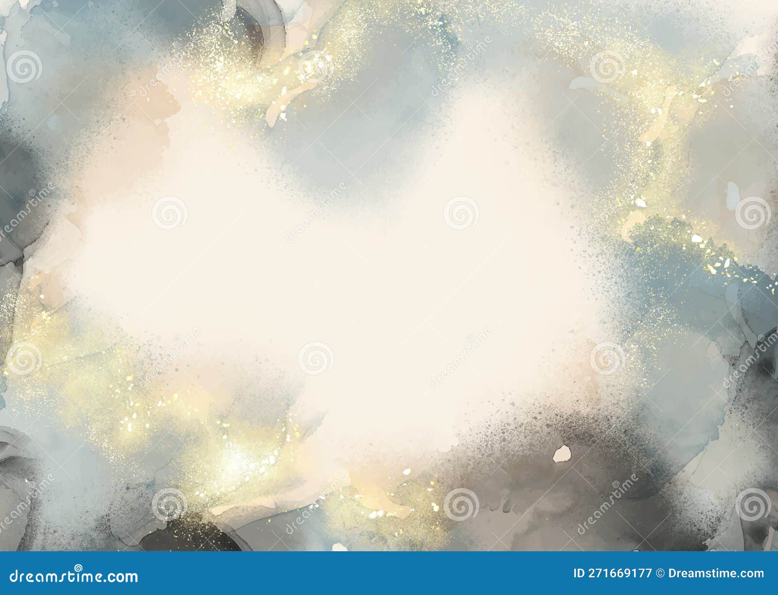 Neutral Coloured Hand Painted Alcohol Ink Background with Gold Shimmer ...
