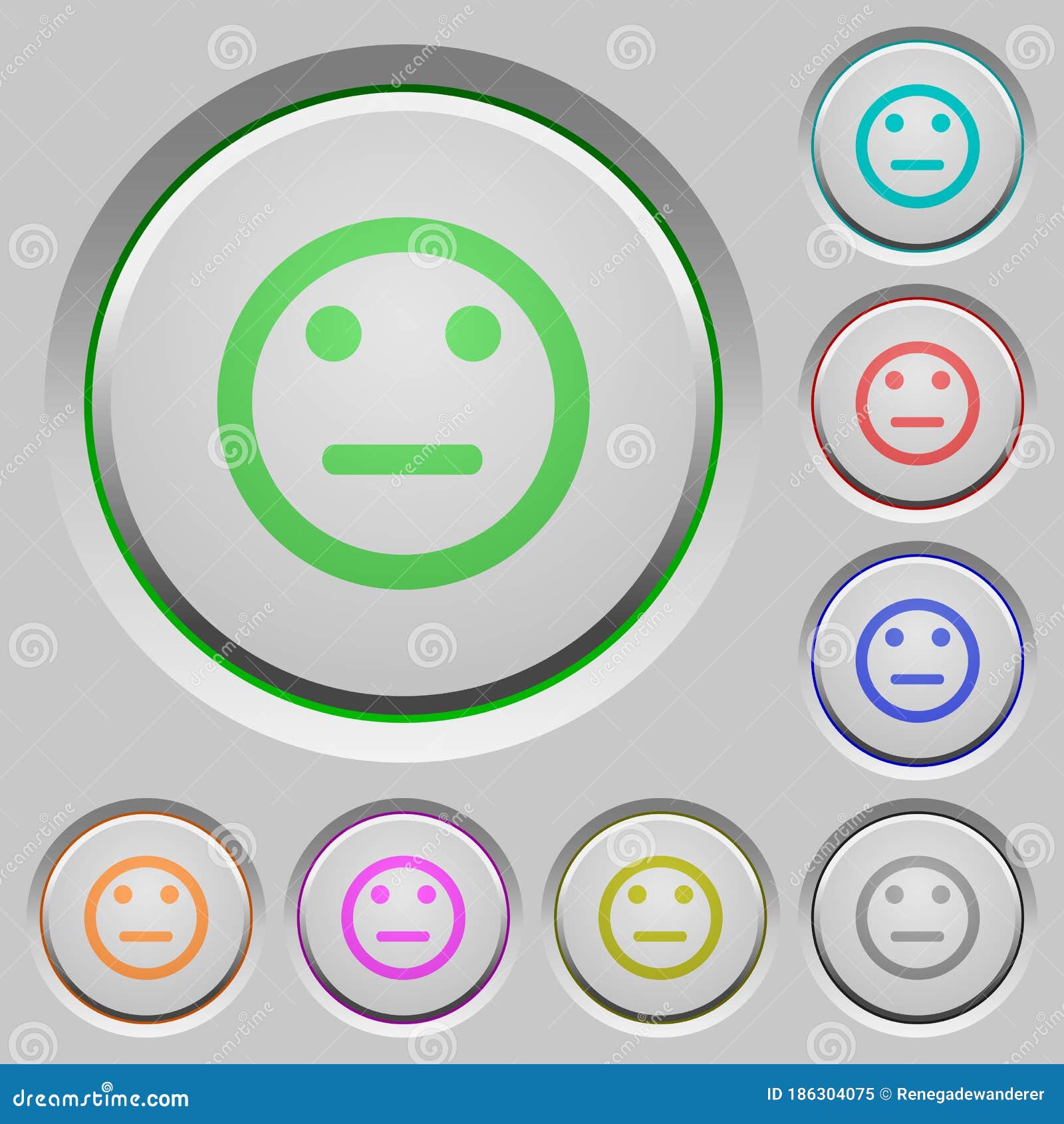 Neutral Emoticon Push Buttons Stock Illustration - Illustration of ...