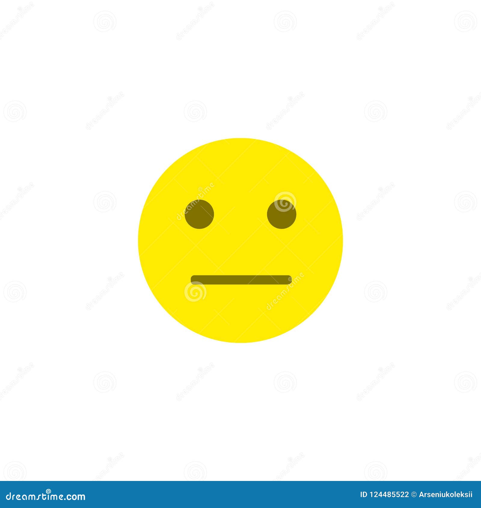 Neutral Emotion Anthropomorphic Face. Yellow Smile Isolated On A White ...