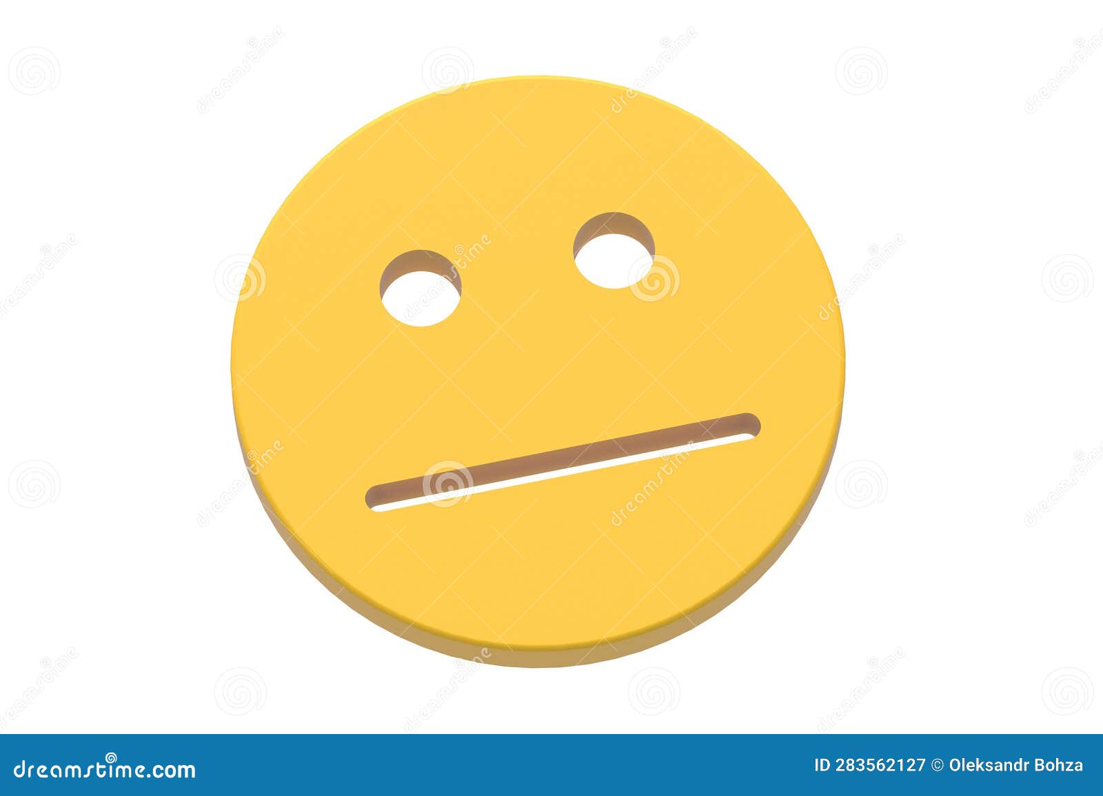 Neutral Emotion Anthropomorphic Face. Yellow Smile Isolated On A White ...