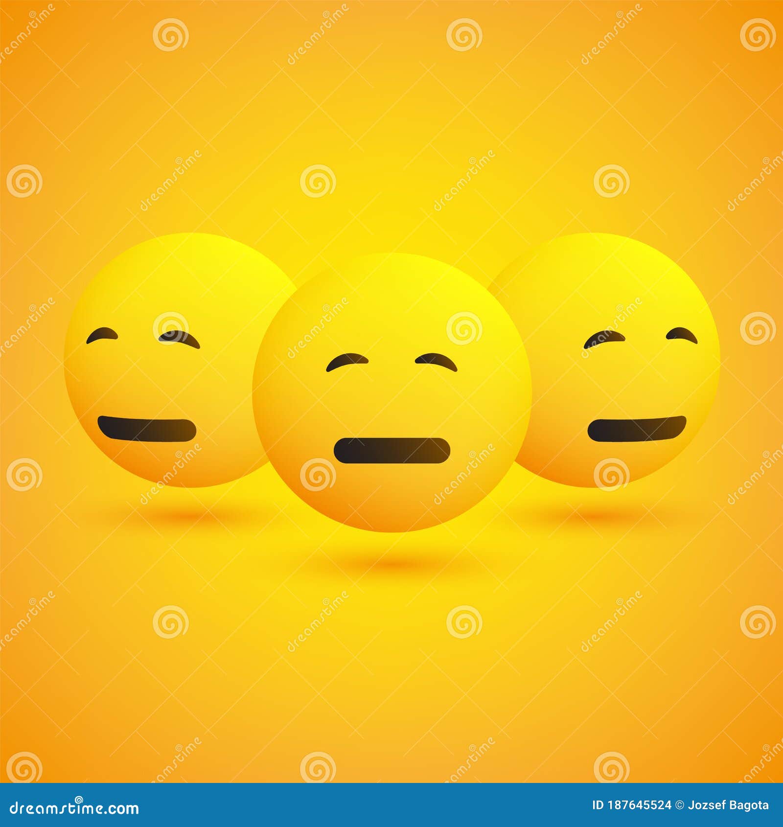 Neutral Face from Different Angles - Emoticons in Front of a Yellow ...
