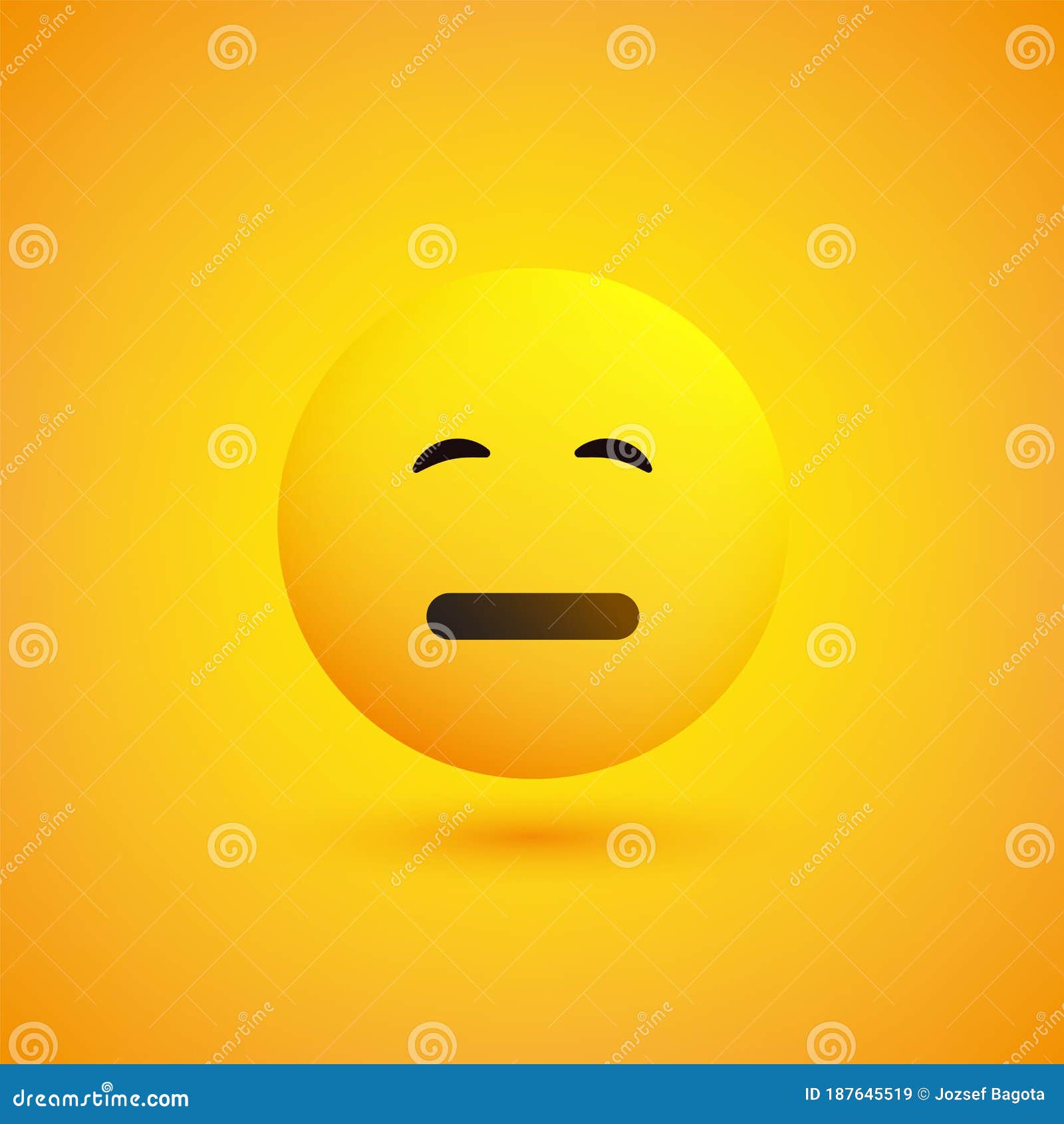 Neutral Face - Emoticon in Front of a Yellow Background, Vector Design ...