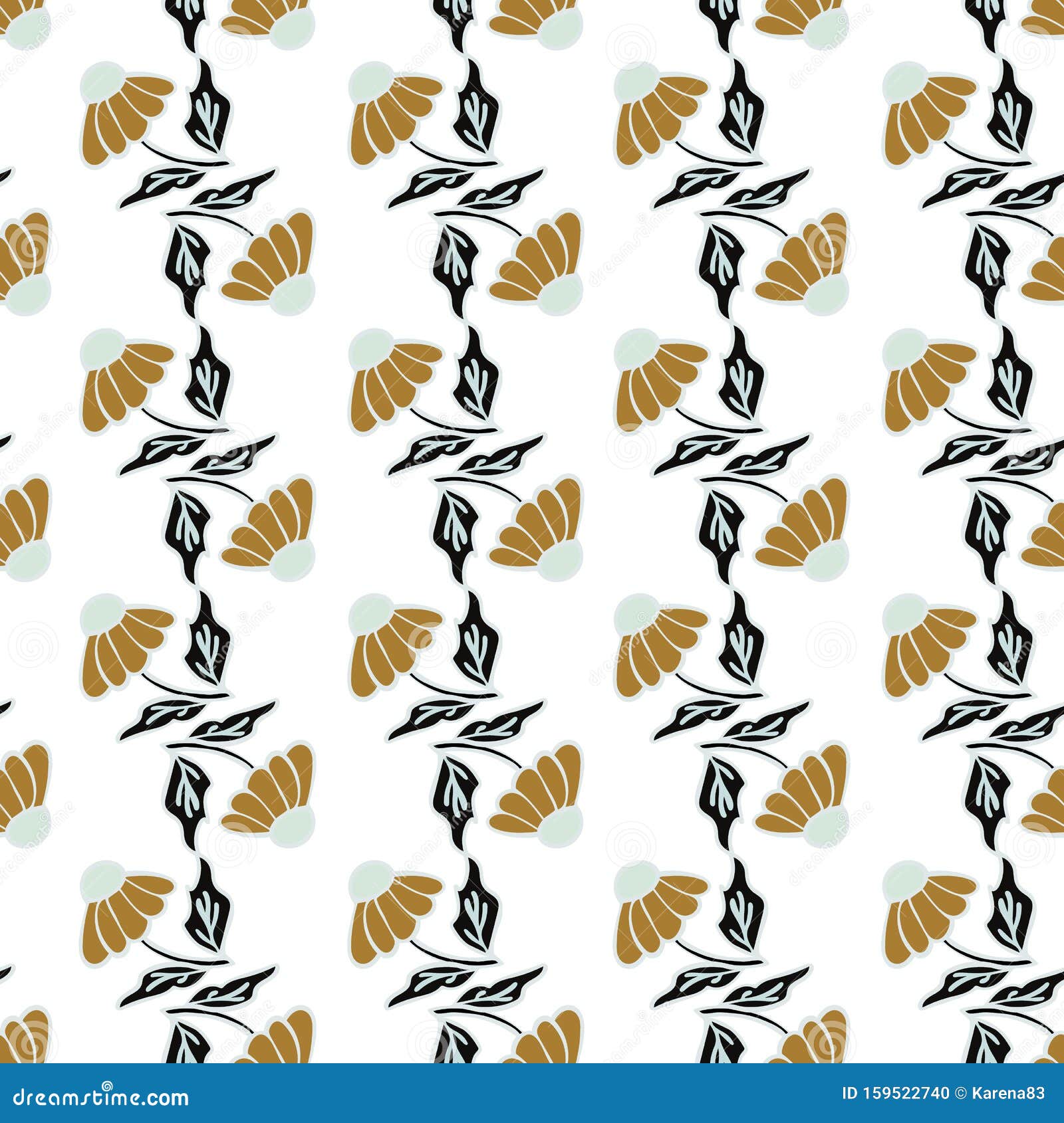 A Retro Floral Vine Repeat Pattern Vector Print Stock Vector ...