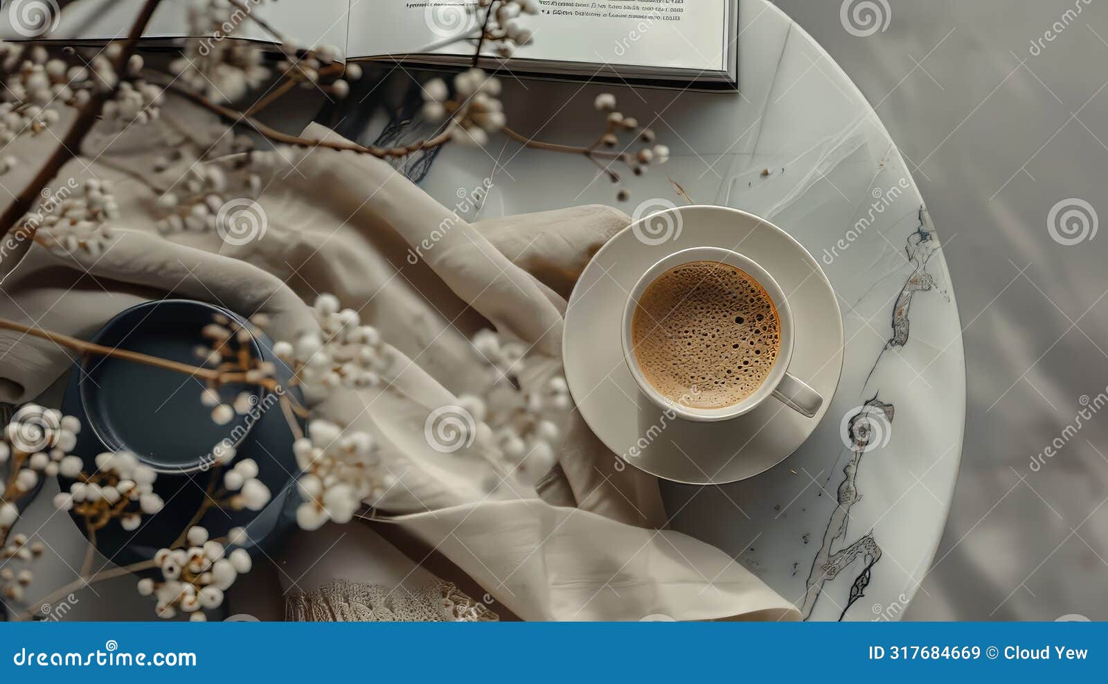Neutral Layout with a Hot Cup of Coffee Stock Illustration ...