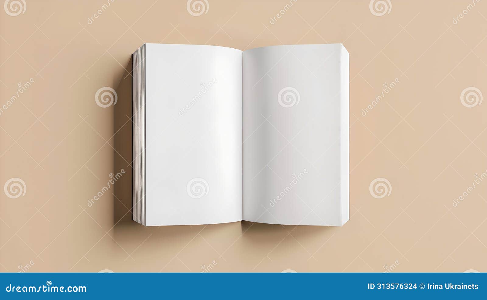 Blank Open Book on a Beige Background, Displaying White Pages. Simple ...