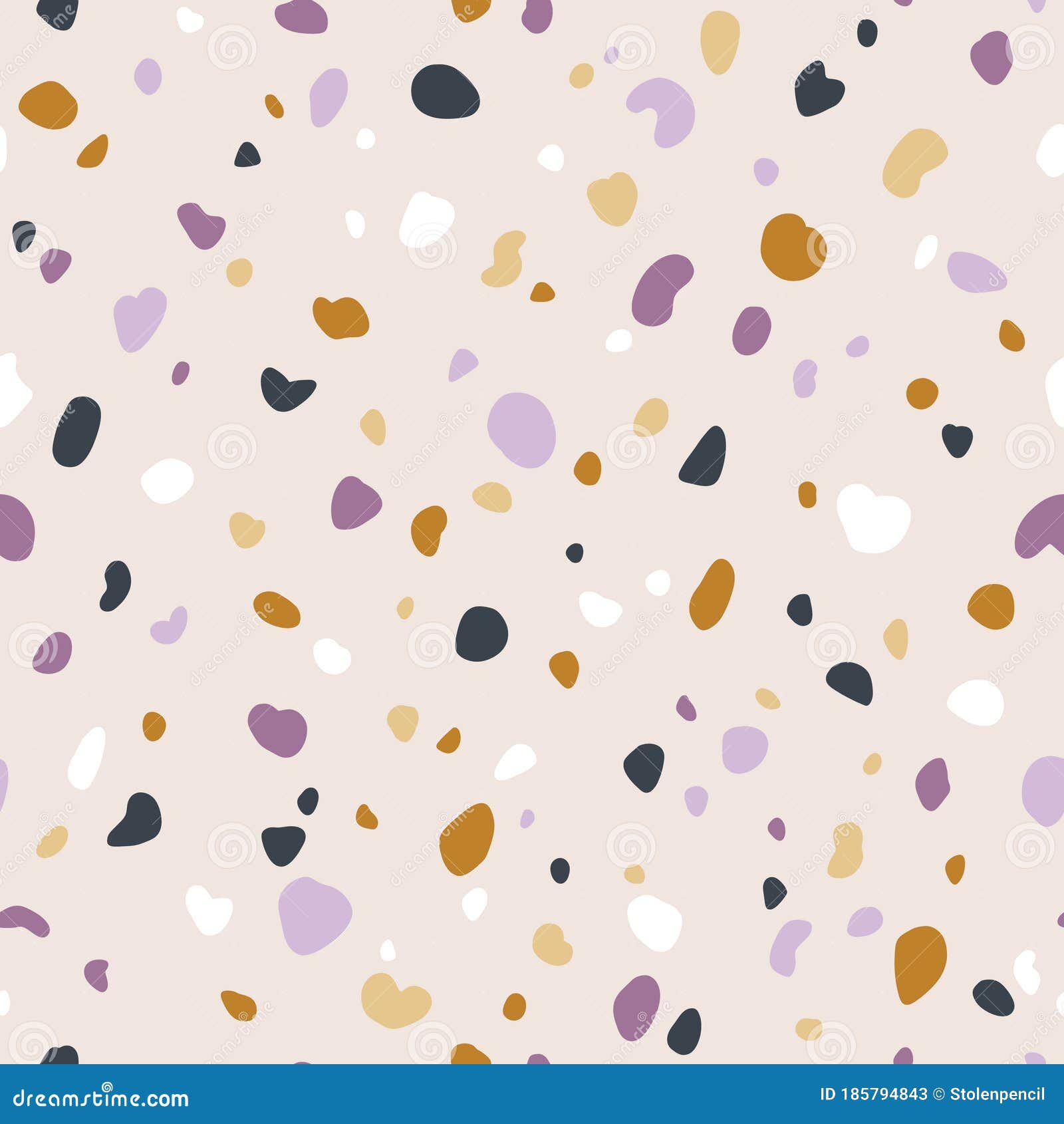 Terrazzo Texture Or Tile. Seamless Pattern With Blue, Yellow And Black ...