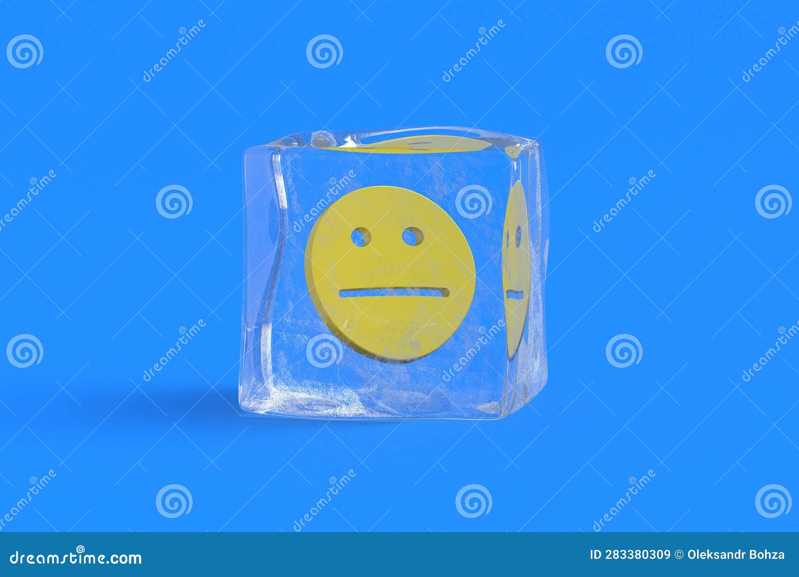 Neutral smiley in ice cube stock illustration. Illustration of smiley ...