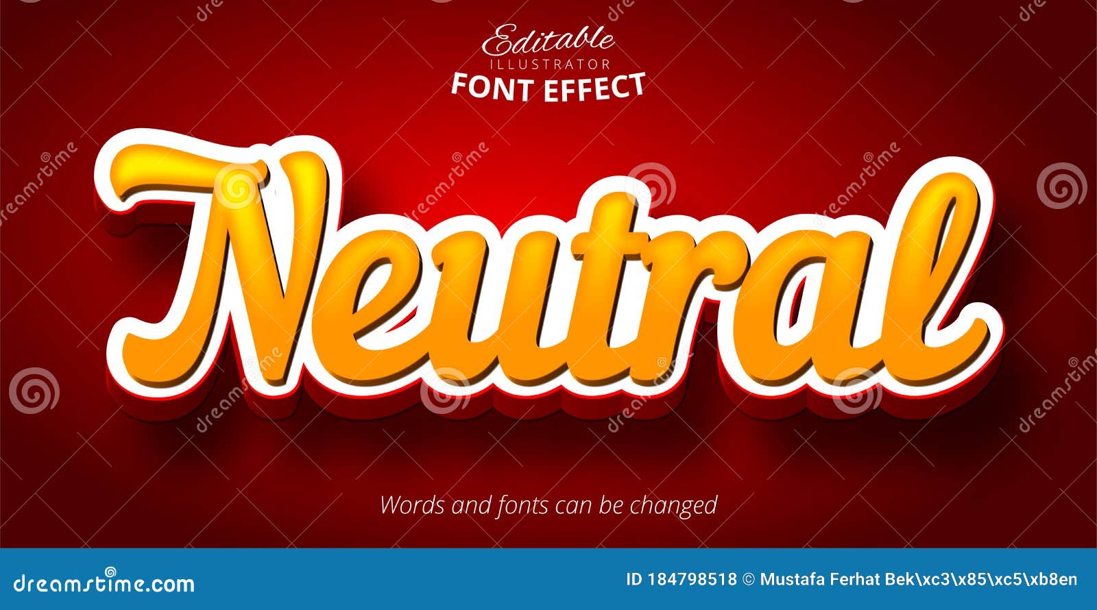 Neutral Text, 3d Editable Font Effect Stock Vector - Illustration of ...