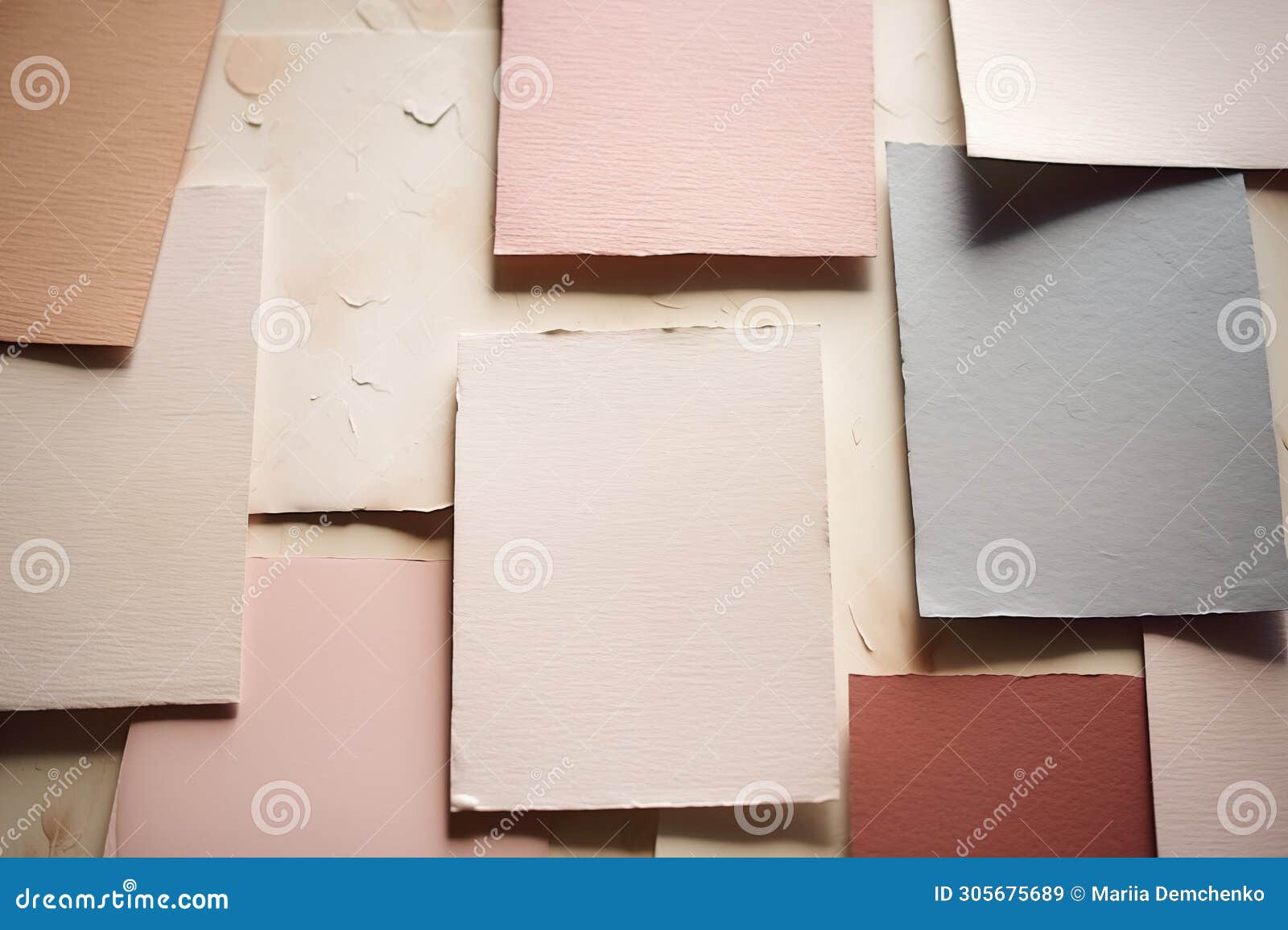 Neutral Tone Paper Collage Background. Chaotic Paper Cards Stock Image ...