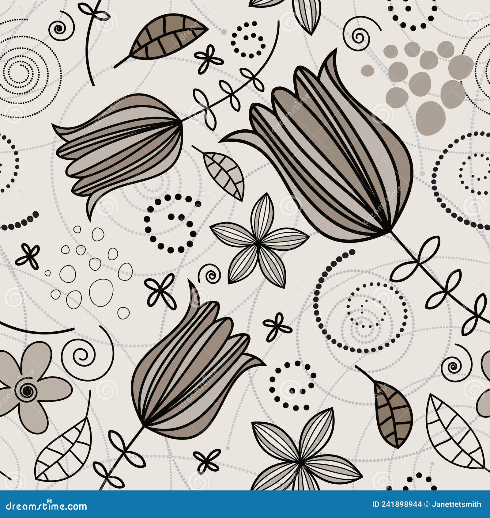 Neutral Tulips & Swirls Stock Vector - Illustration of textiles, color ...