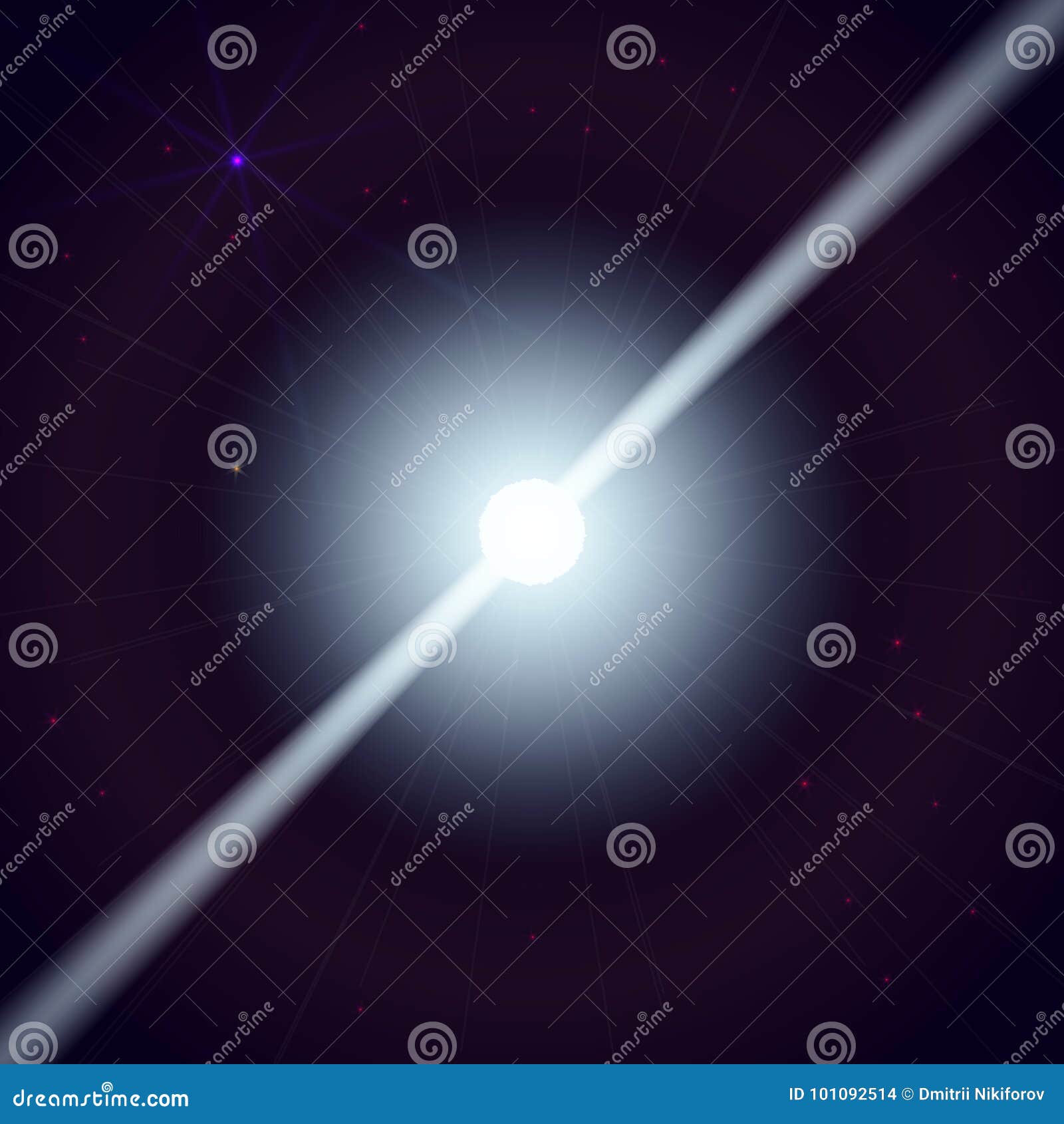 Neutron Star Makes Radiation Ray Waves in the Deep Universe. Vector ...
