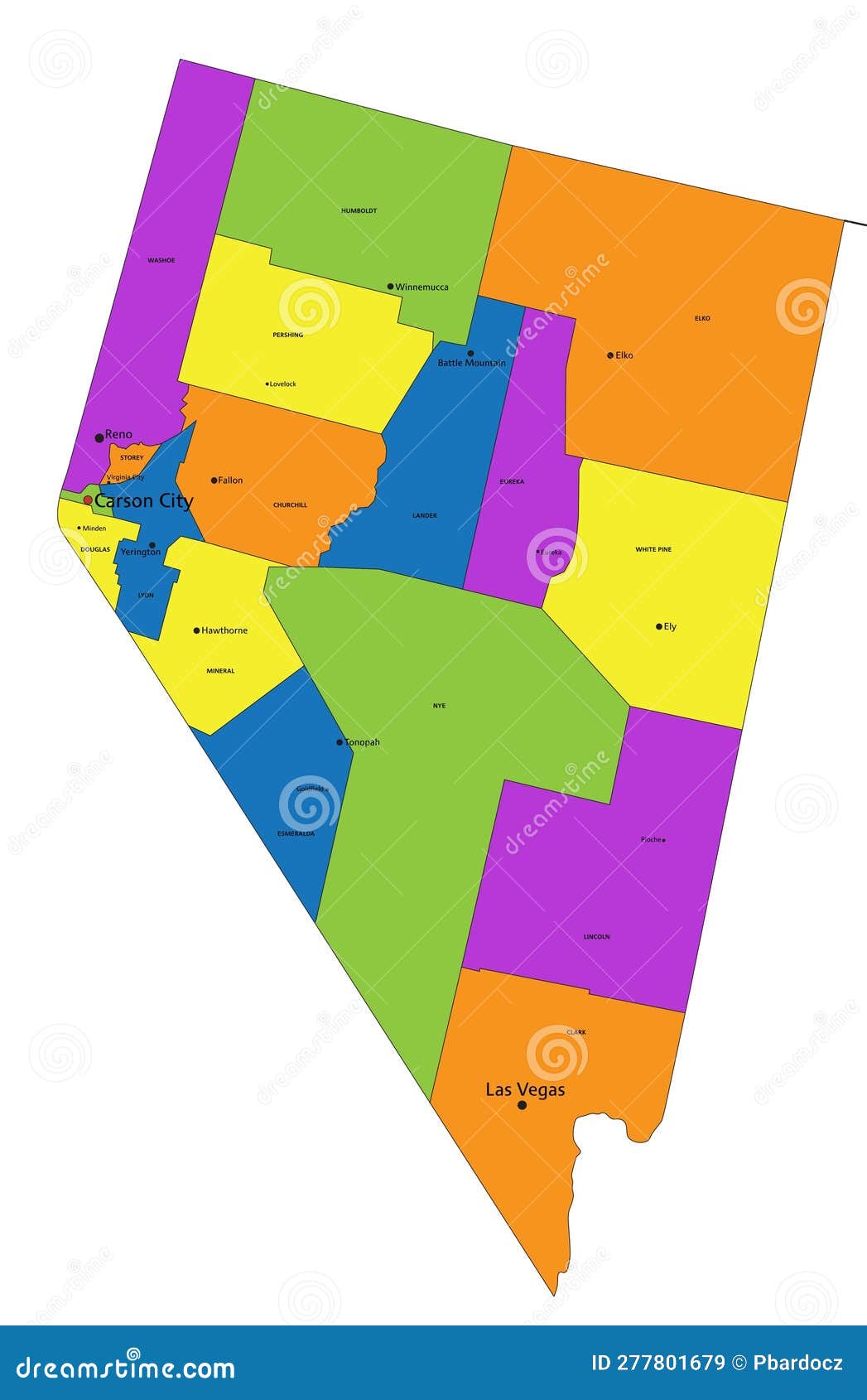 Colorful Nevada Political Map with Clearly Labeled, Separated Layers ...