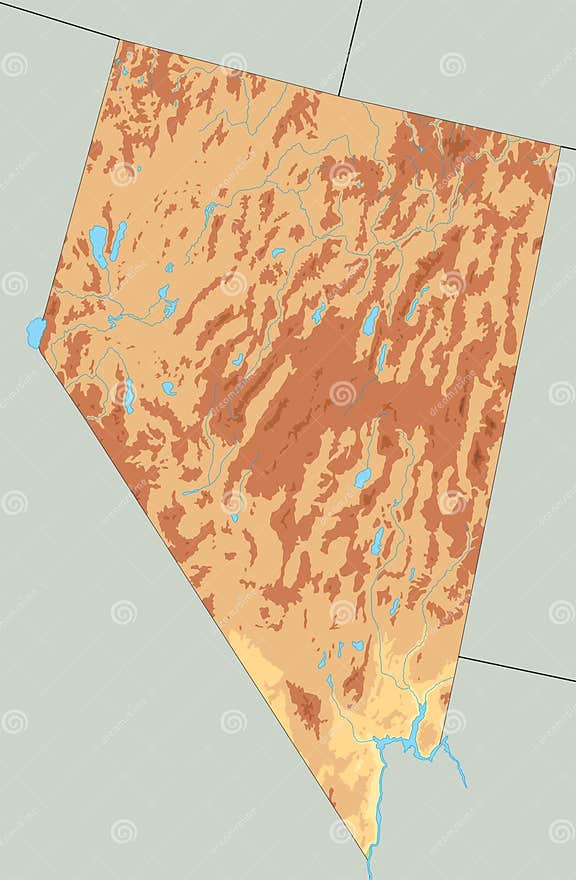 Detailed Nevada Physical Map. Stock Vector - Illustration of atlas ...