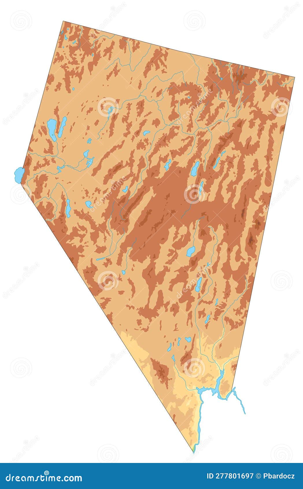 Detailed Nevada Physical Map. Stock Vector - Illustration of great ...