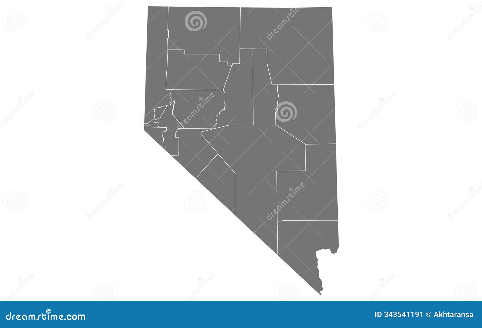 Nevada Administrative Map. Counties Map Of Nevada, Blank Map, Empty Map ...