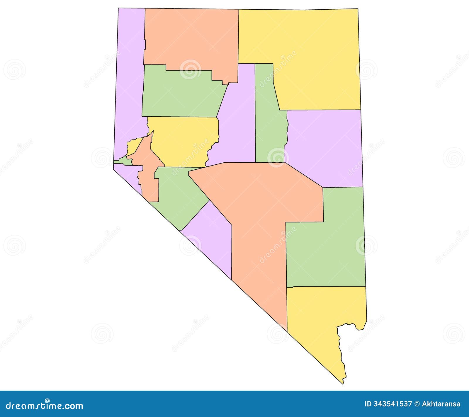 Nevada Administrative Map. Counties Map Of Nevada, Blank Map, Empty Map ...