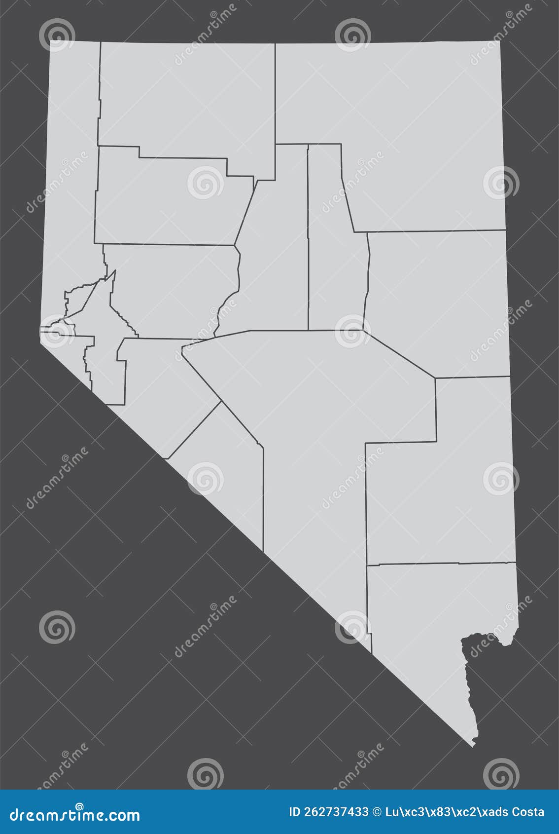 Nevada Administrative Map. Counties Map Of Nevada, Blank Map, Empty Map ...