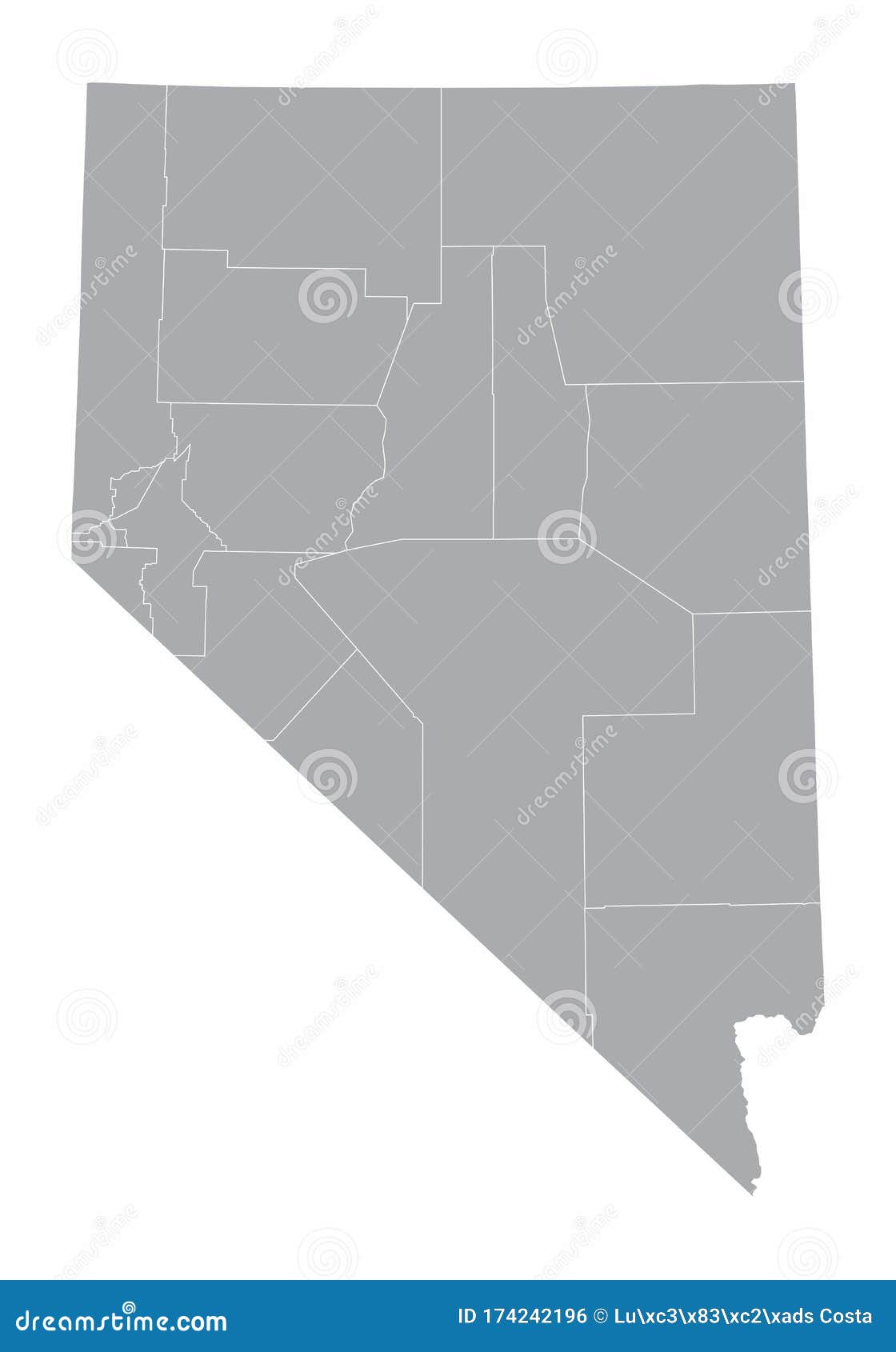 Nevada counties map stock illustration. Illustration of contour - 174242196