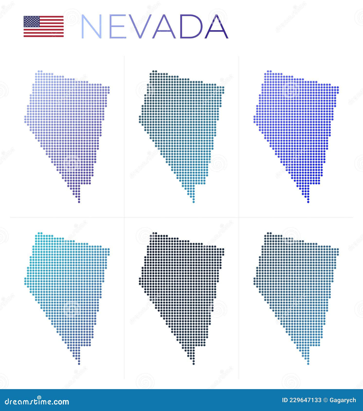 Nevada dotted map set. stock vector. Illustration of america - 229647133