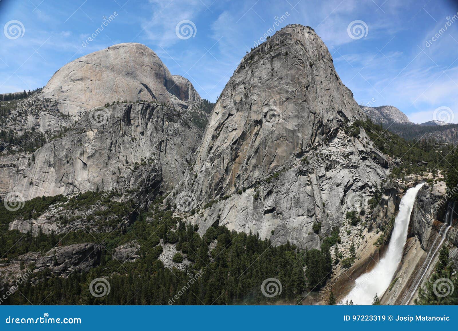 Nevada Fall And And Liberty Cap In Yosemite National Park California