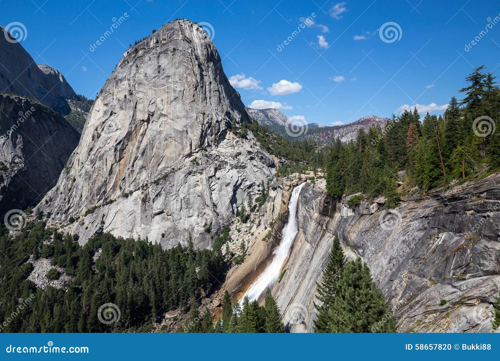 Nevada Fall And Liberty Cap In Yosemite National Park California Usa