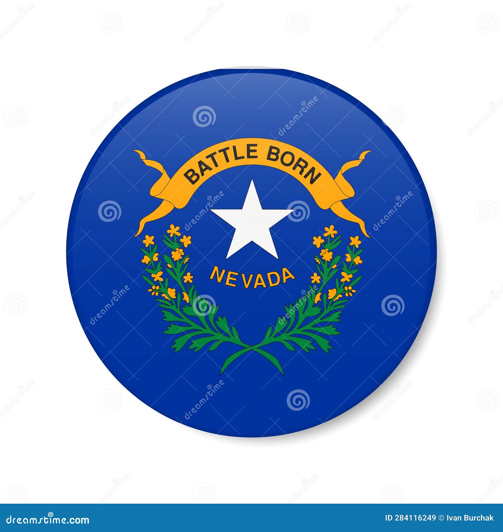 Nevada Flag Circle Button Icon, US State Round Badge. 3D Realistic ...