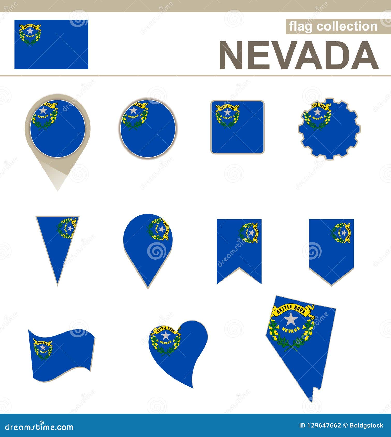 Nevada Flag Collection stock vector. Illustration of carson - 129647662