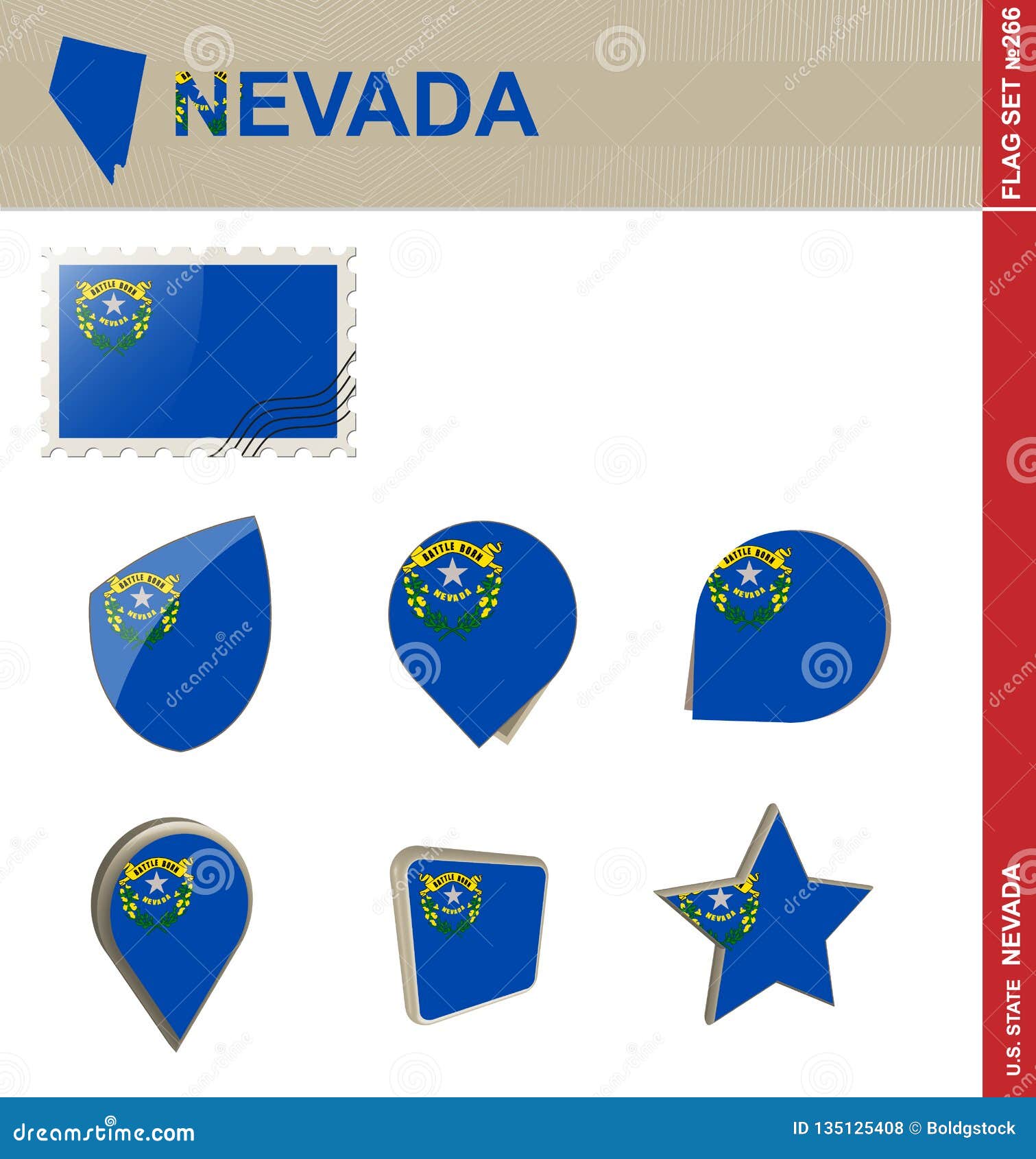 Nevada Flag Set, Flag Set #266 Stock Vector - Illustration of history ...